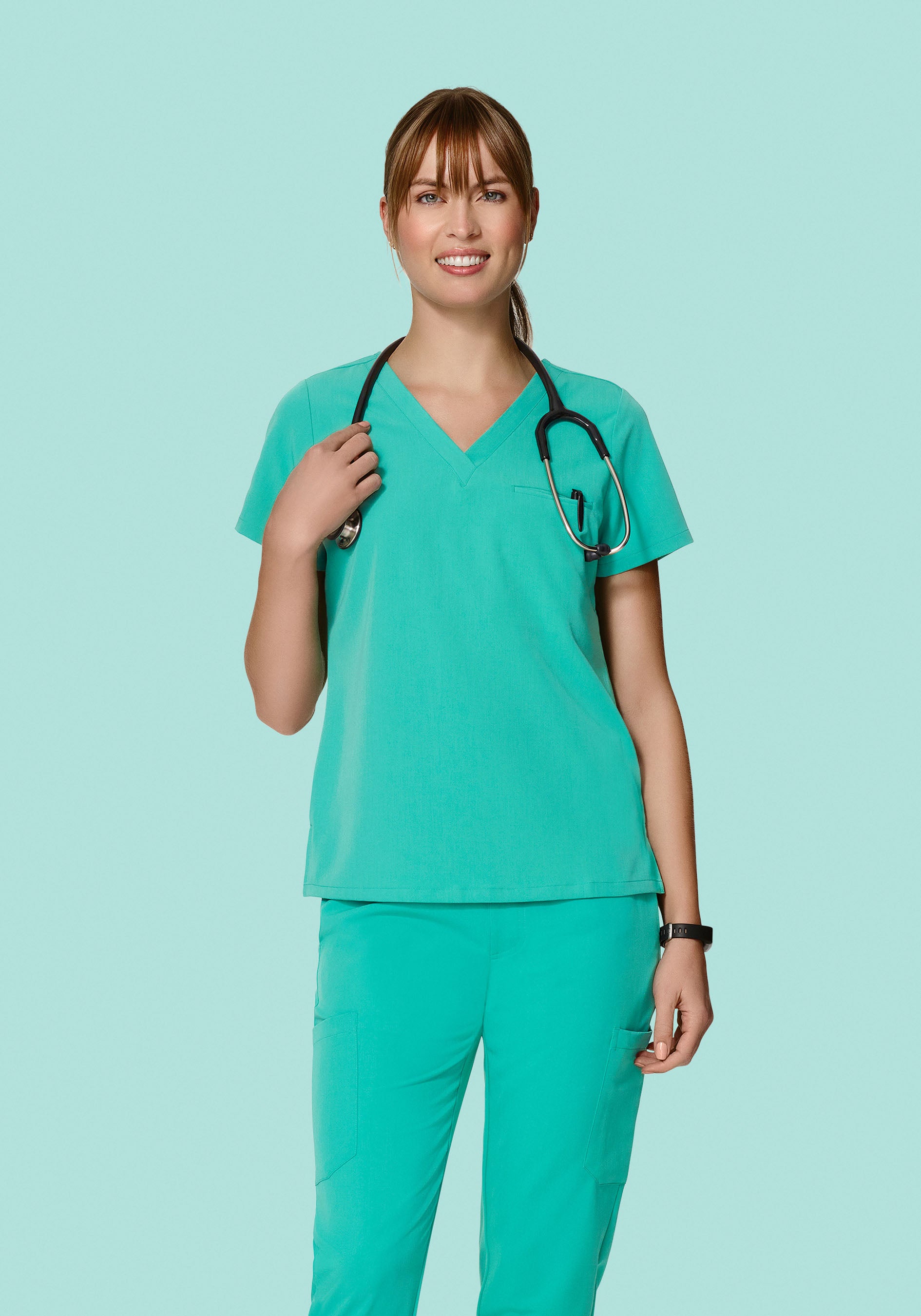 green scrub top