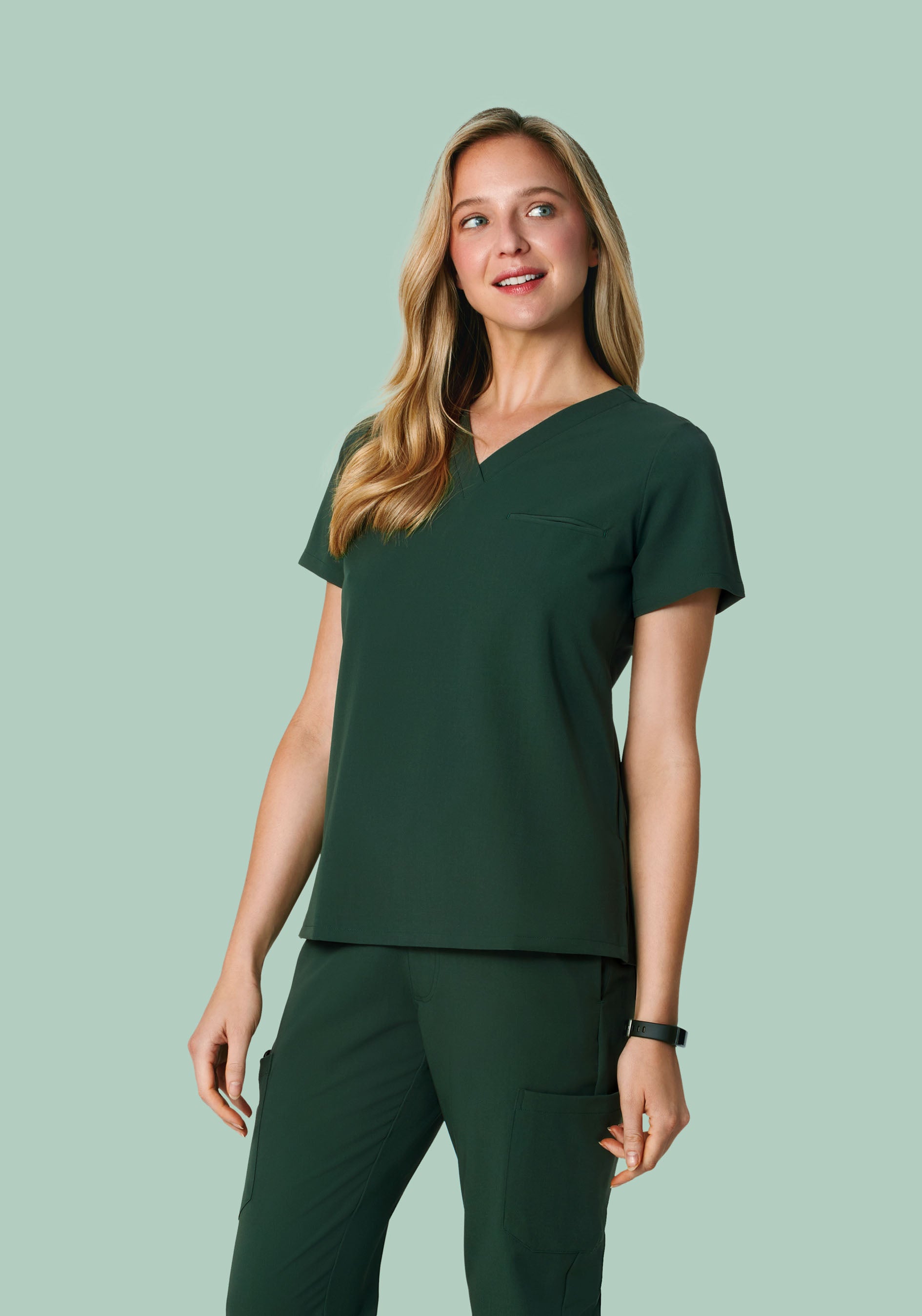 green scrub top