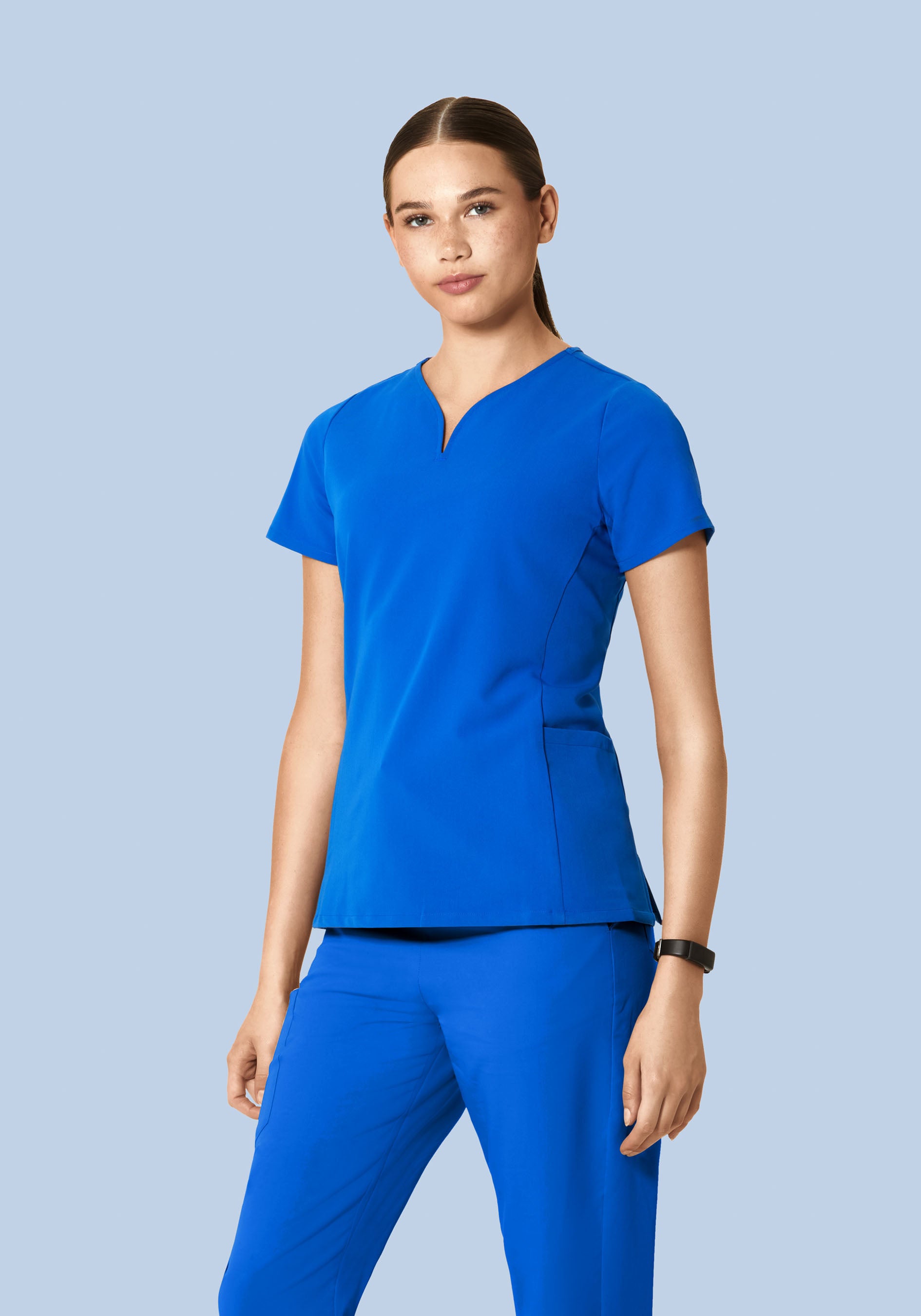 Curved V-Neck Top Royal Blue – Mandala Scrubs