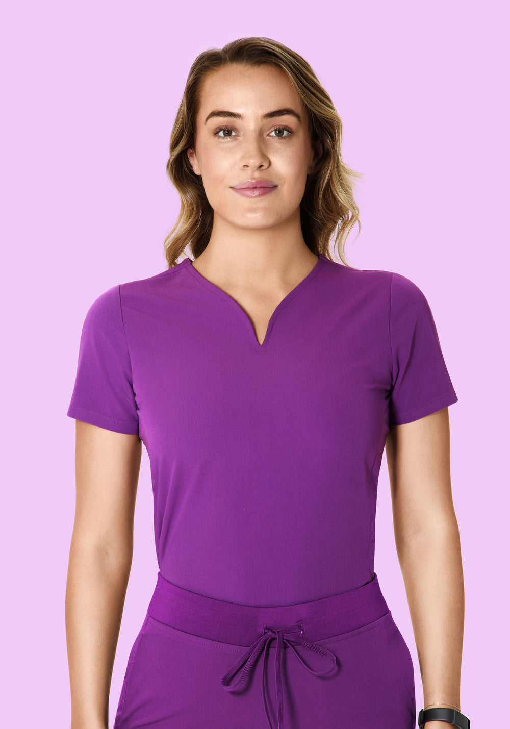 Women's Curved V-Neck Scrub Top - Cyber Grape | Mandala Scrubs