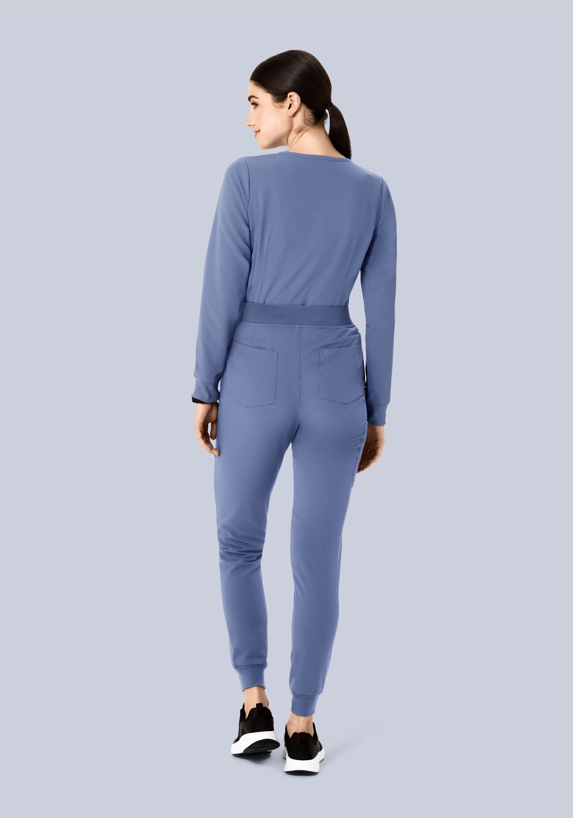 Long Sleeve Notch Neck Top Periwinkle – Mandala Scrubs