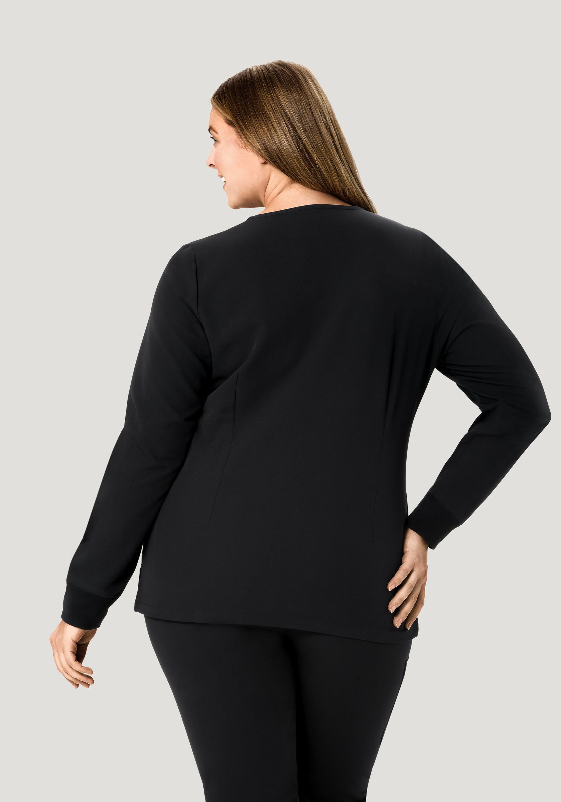 Long Sleeve One Pocket Top Black – Mandala Scrubs
