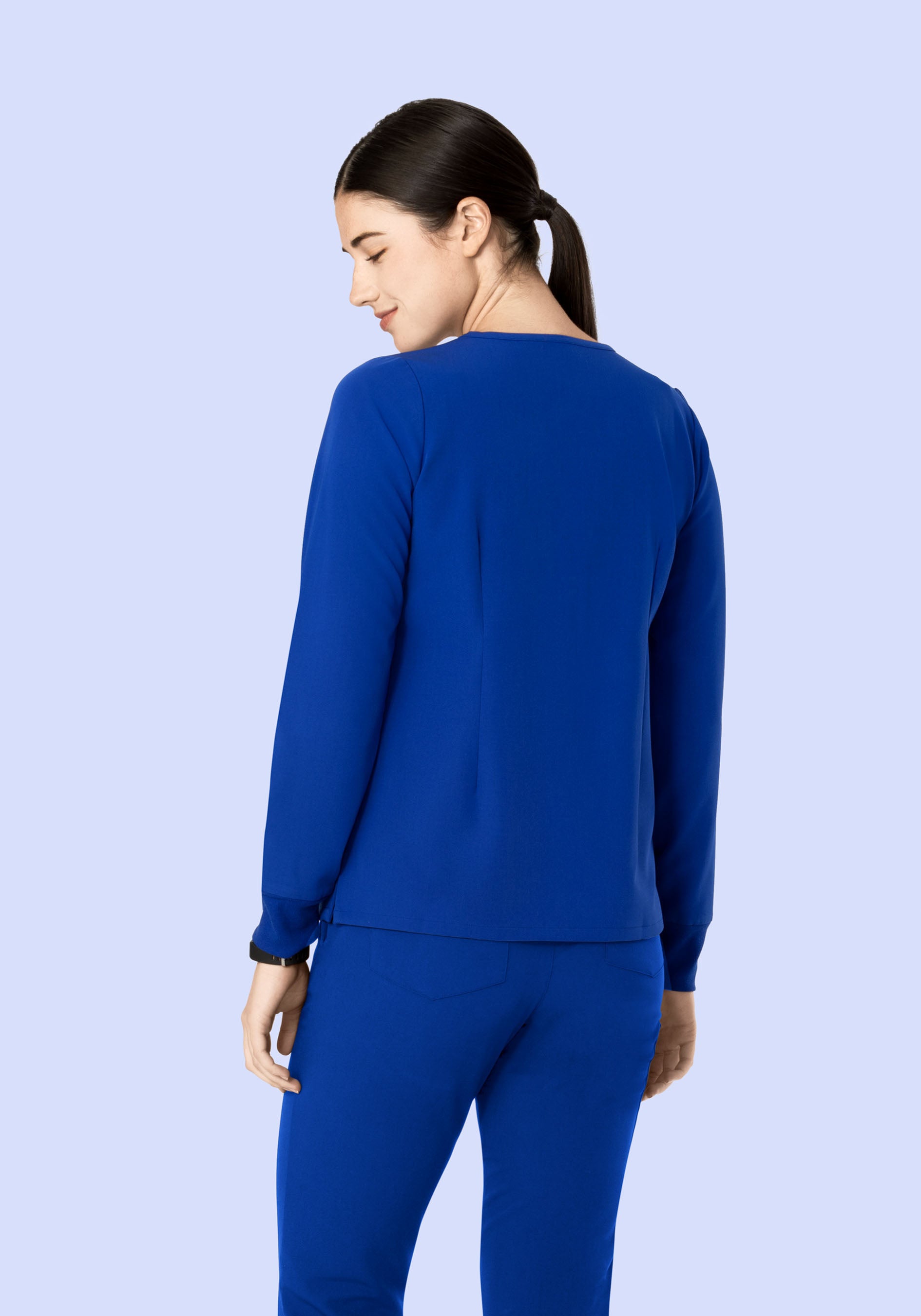 Long Sleeve 6 Pocket Top Galaxy Blue – Mandala Scrubs