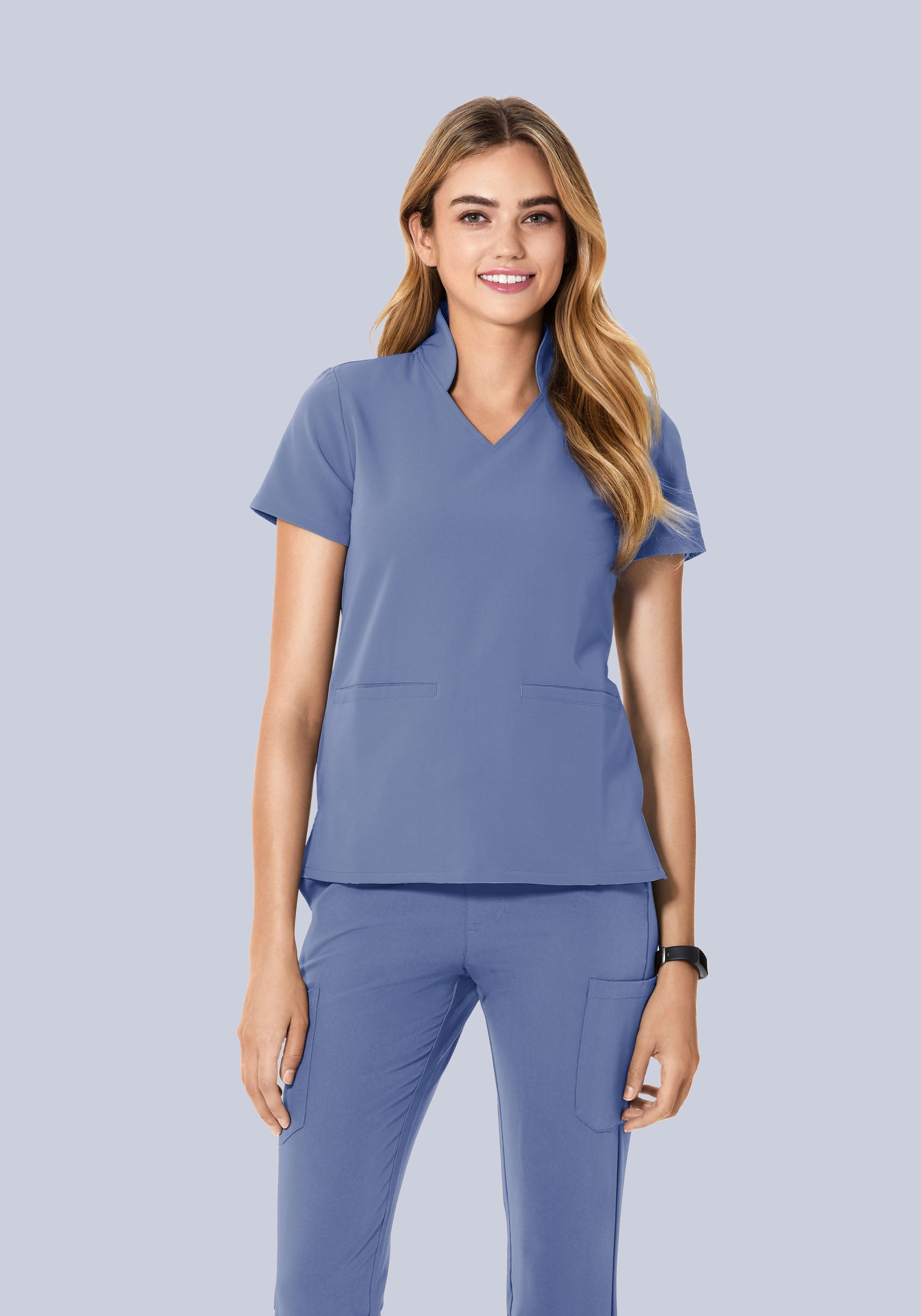 Women's Multi-Wear Collar Scrub Top - Periwinkle | Mandala Scrubs