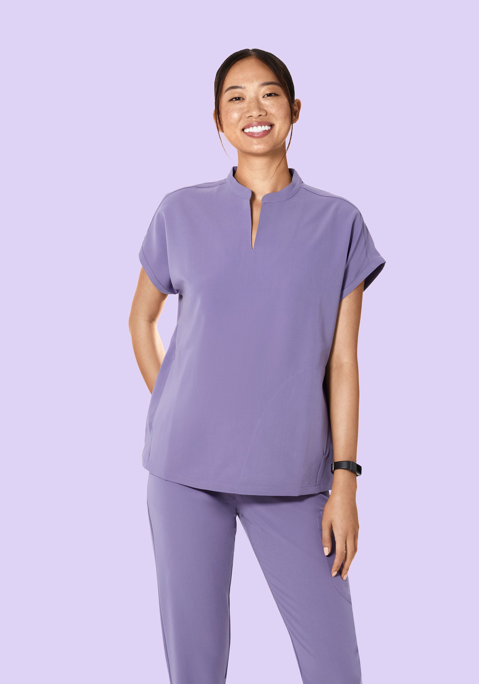 Women's Oversized Mandarin Dolman Scrub Top - Hyacinth | Mandala Scrubs
