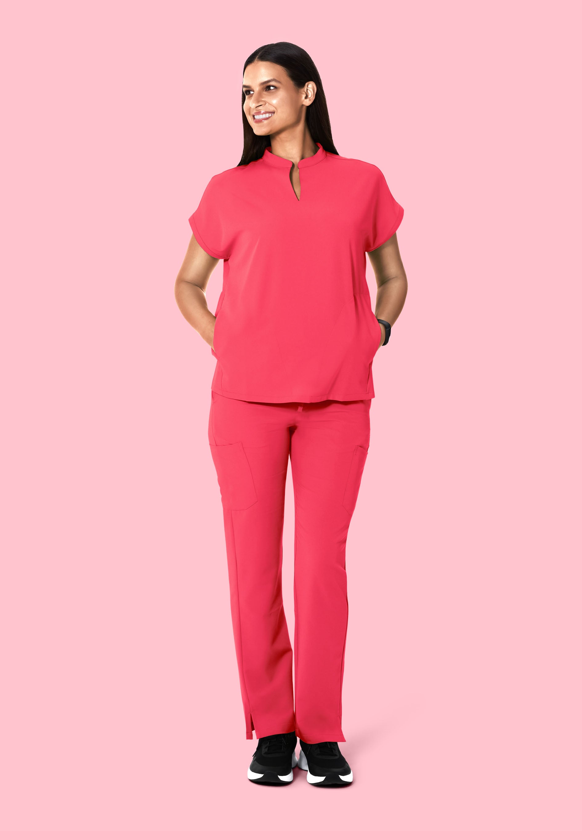 Mandarin Dolman Top Paradise Pink – Mandala Scrubs