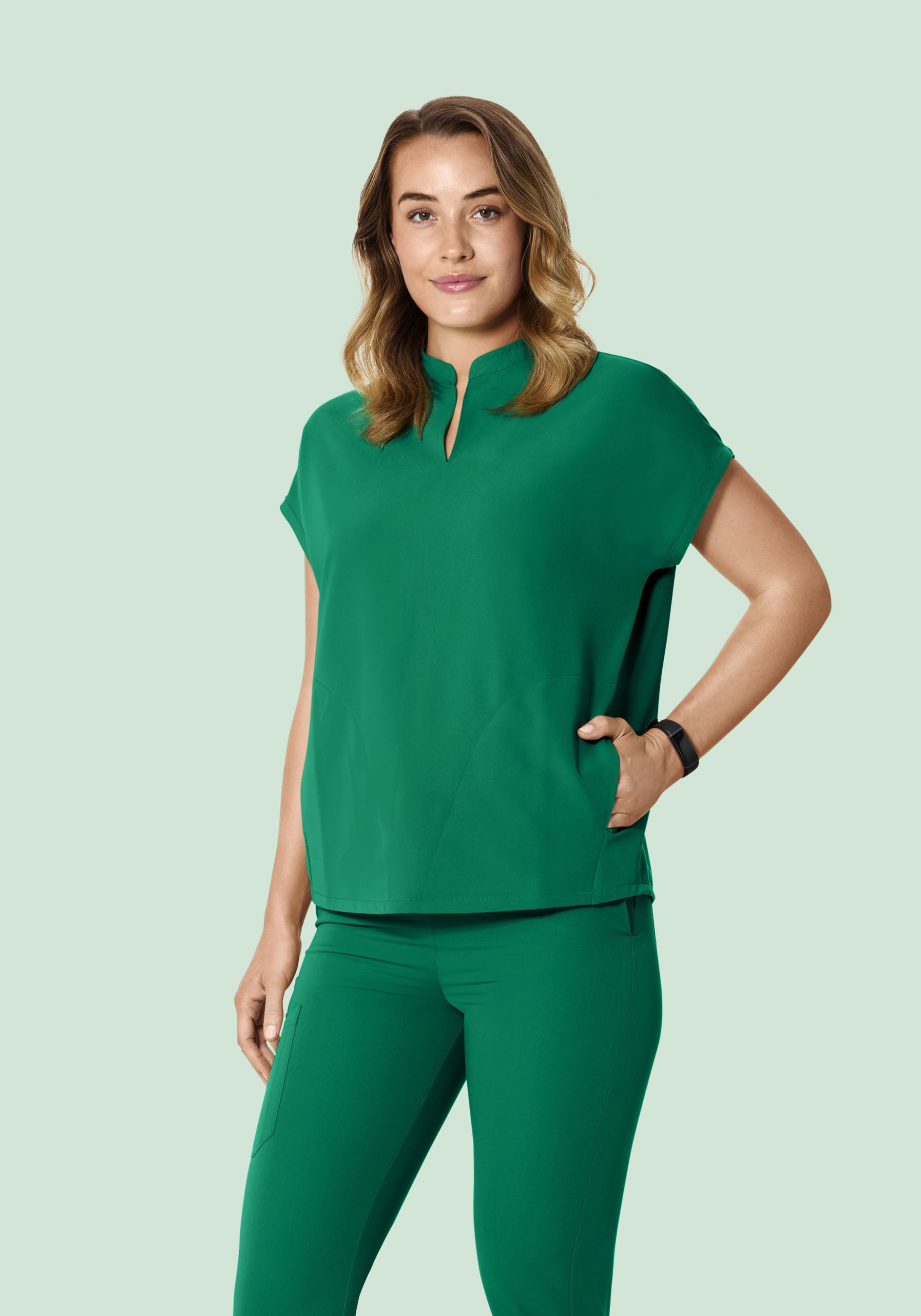 Women's Oversized Mandarin Dolman Scrub Top - Envy Green | Mandala Scrubs