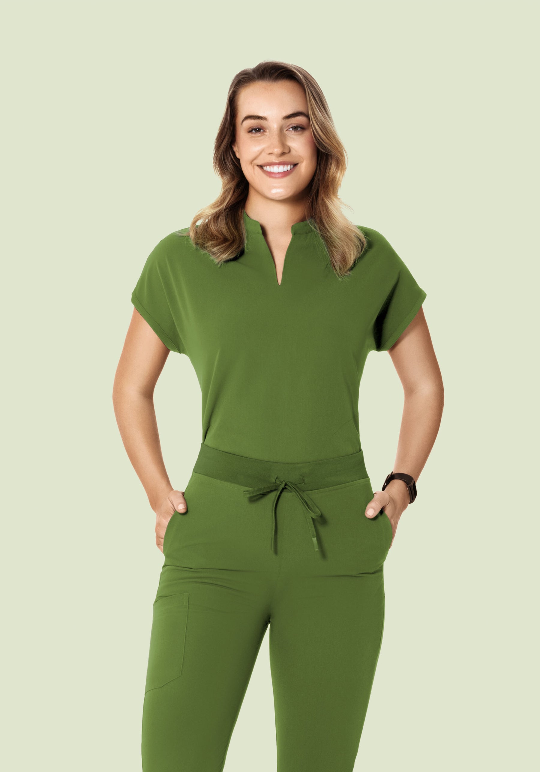 Women's Oversized Mandarin Dolman Scrub Top - Moss | Mandala Scrubs