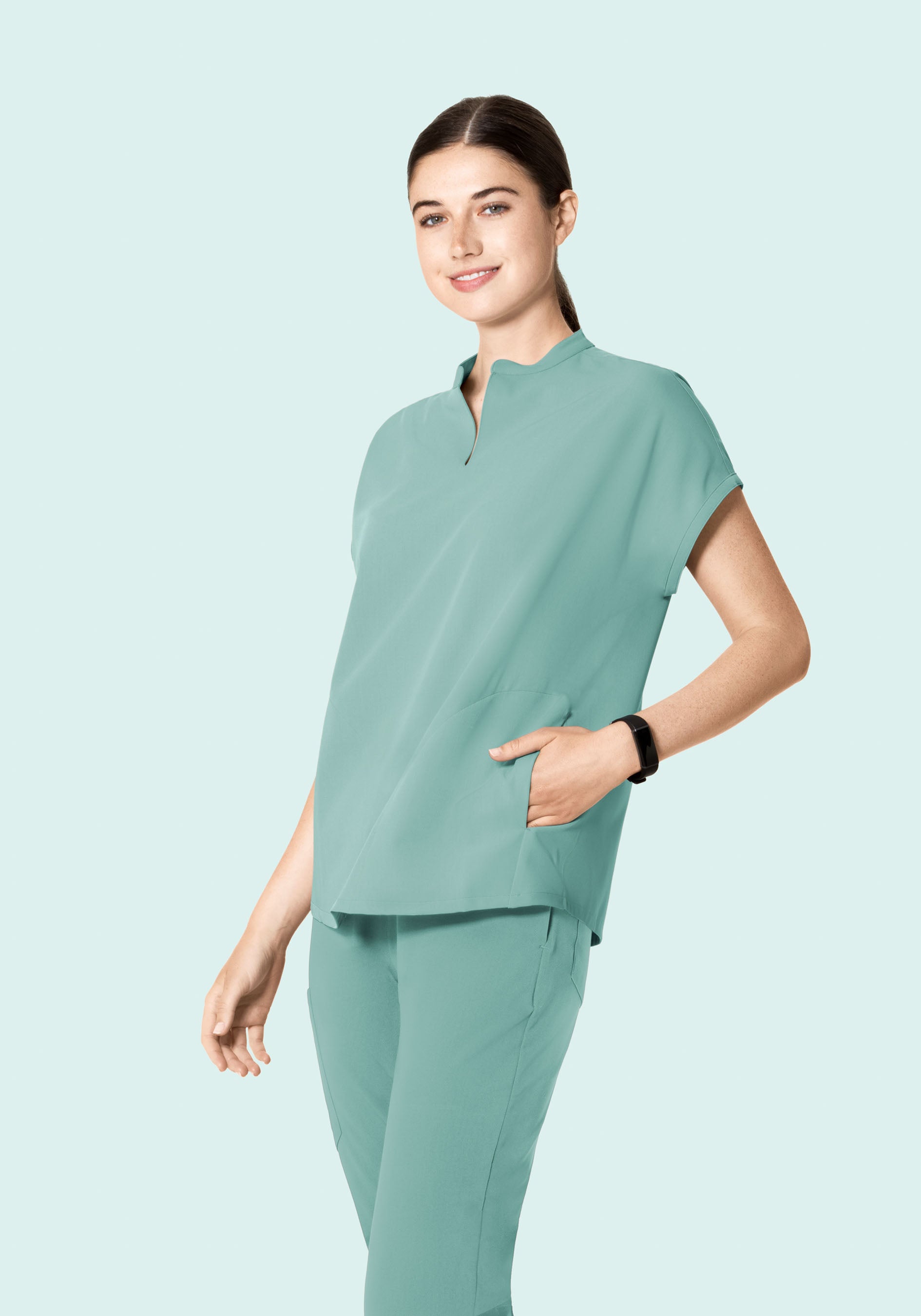 Women's Oversized Mandarin Dolman Scrub Top - Tourmaline | Mandala Scrubs