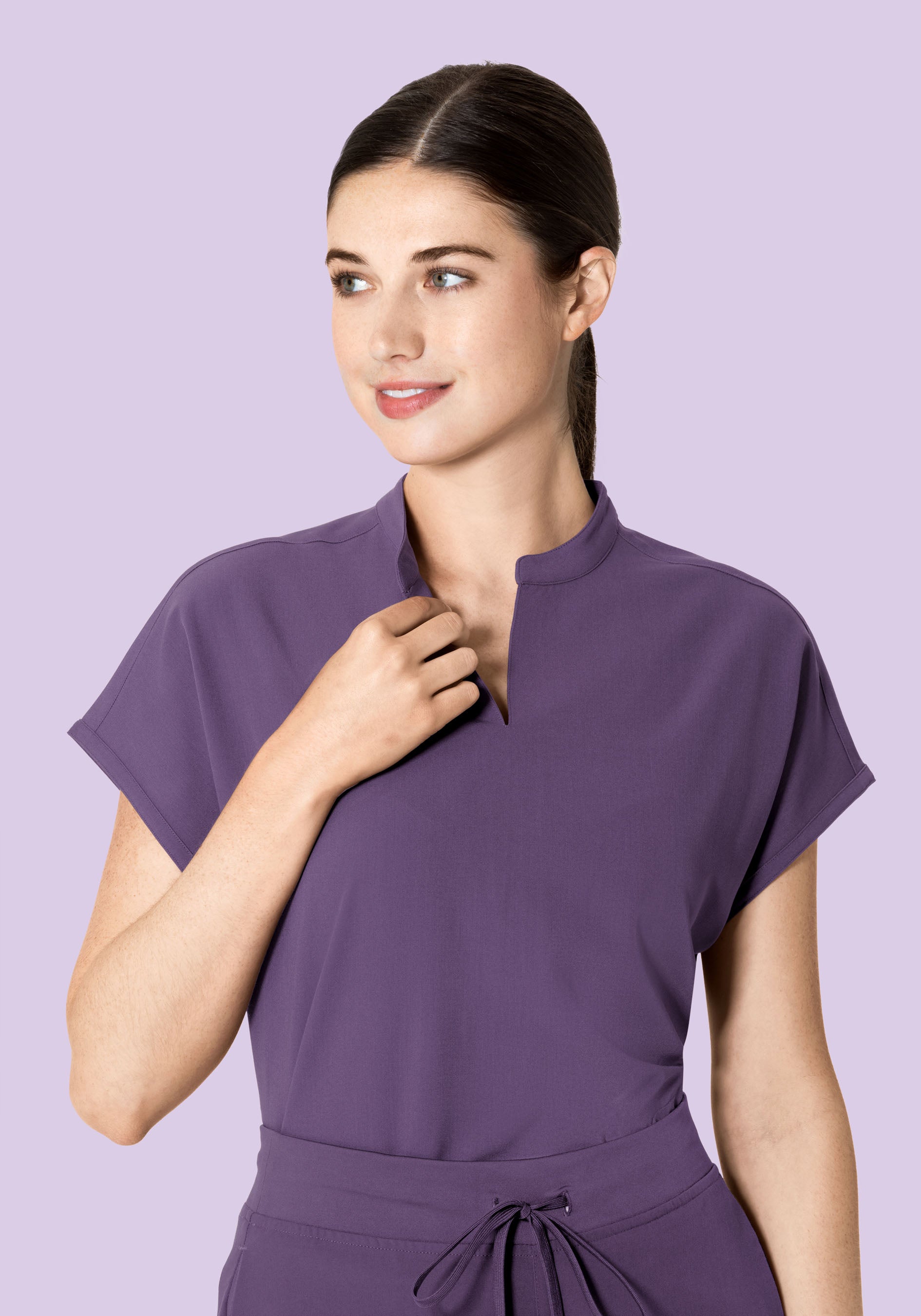 Mandarin Dolman Top Dewberry – Mandala Scrubs