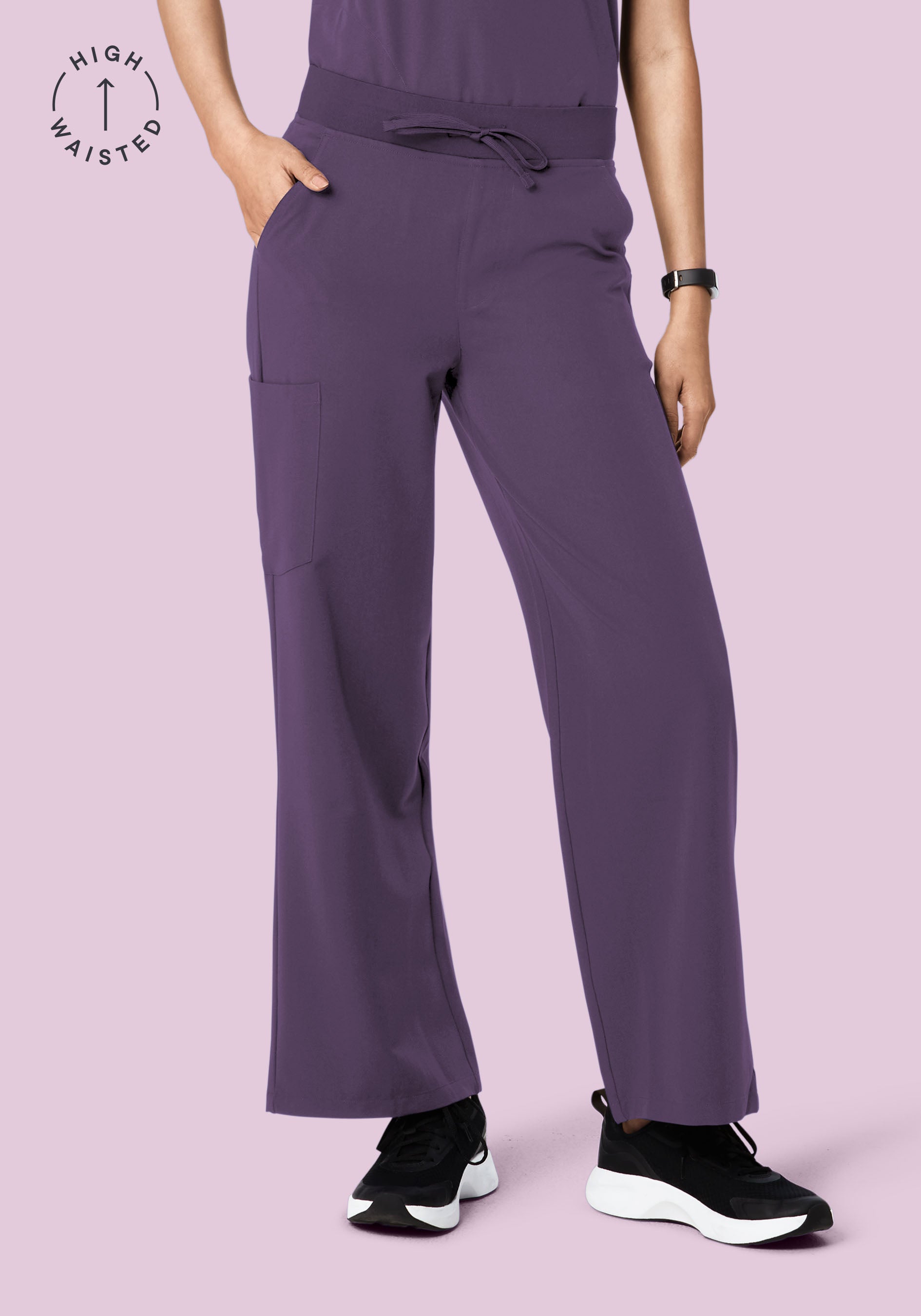 High Waisted Wide Leg Deep Dewberry – Mandala Scrubs