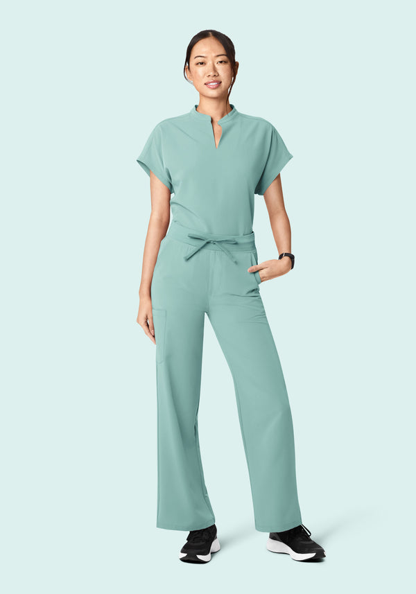 Women's Oversized Mandarin Dolman Scrub Top - Tourmaline | Mandala Scrubs