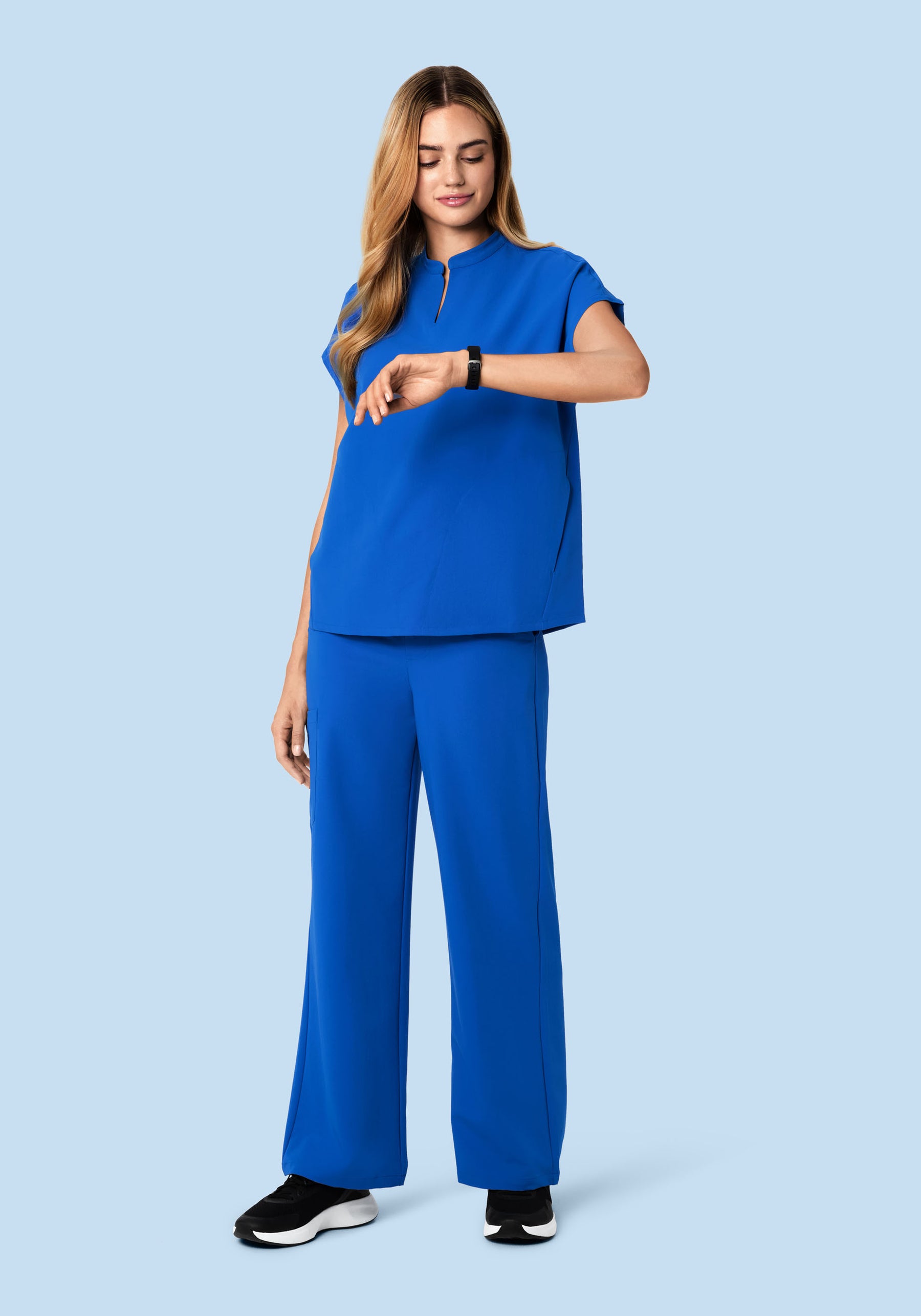 Women's High Waisted Wide Leg Scrub Pants - Cobalt | Mandala Scrubs