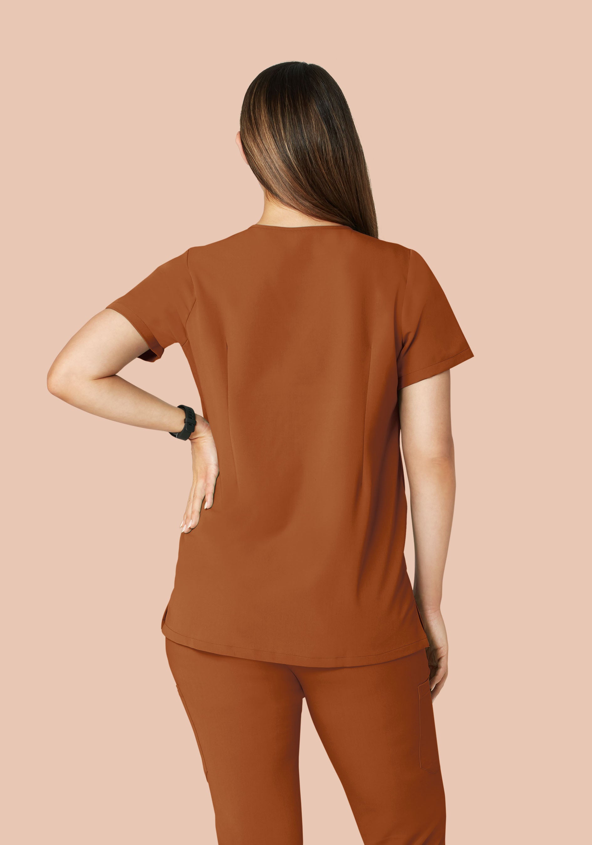 Maternity One Pocket Top Roasted Pecan – Mandala Scrubs