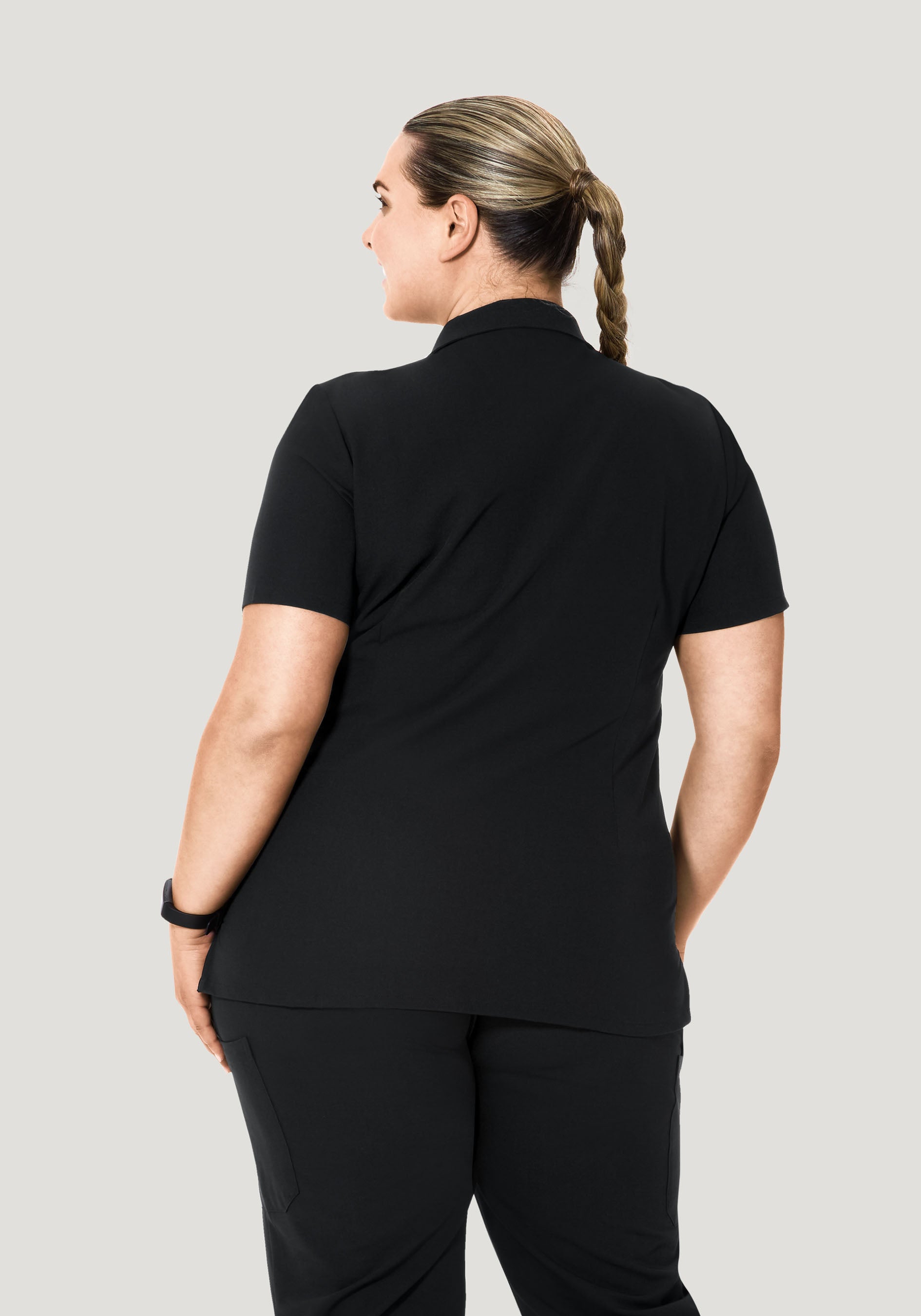 Multi Wear Collar Top Black – Mandala Scrubs