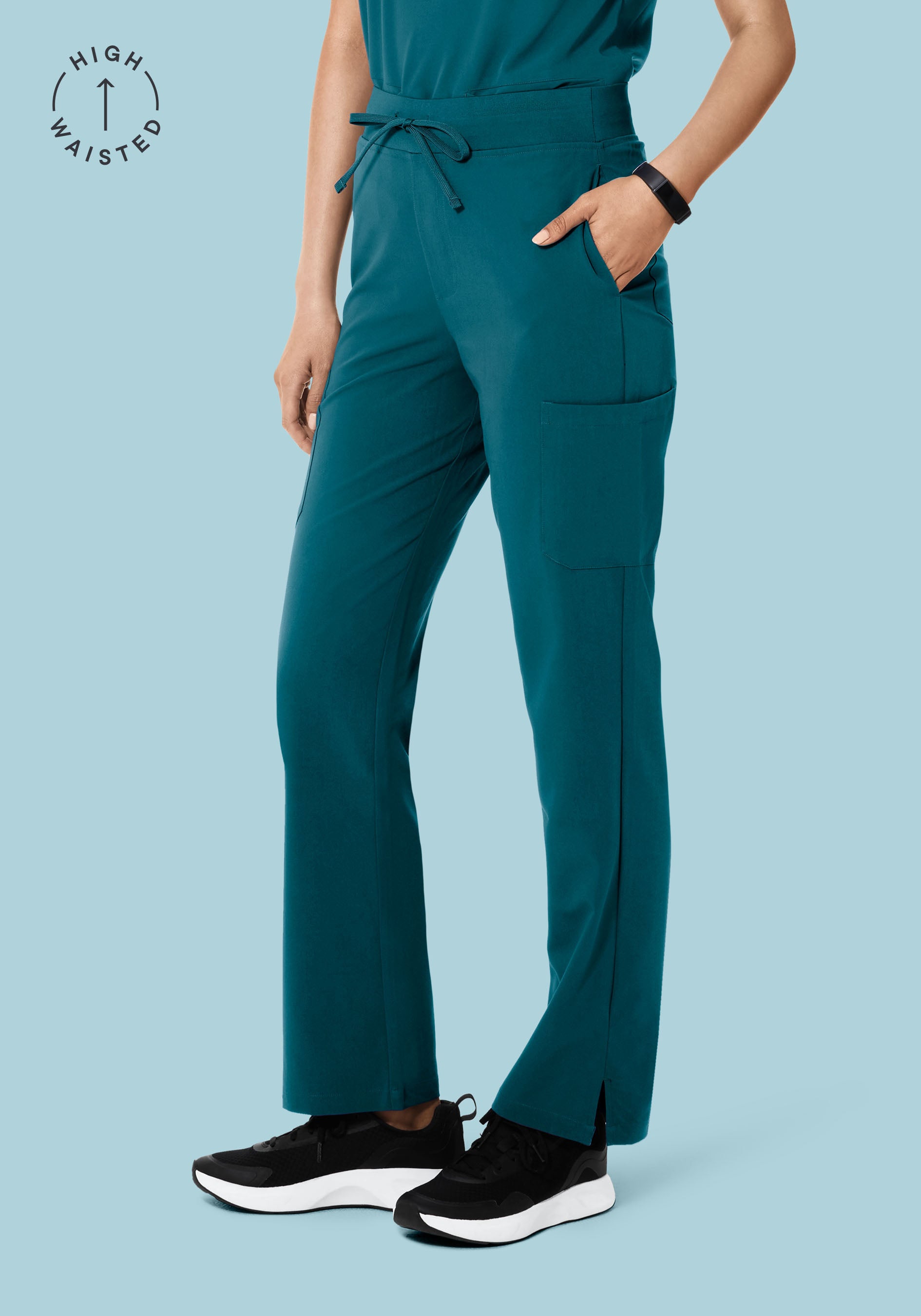 High Waisted Cargos Caribbean Blue – Mandala Scrubs