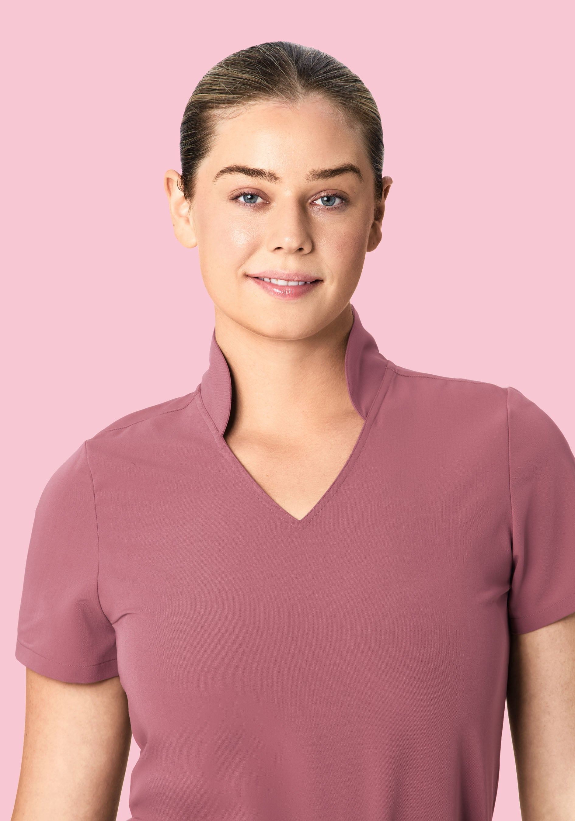 Multi Wear Collar Top Mauve – Mandala Scrubs