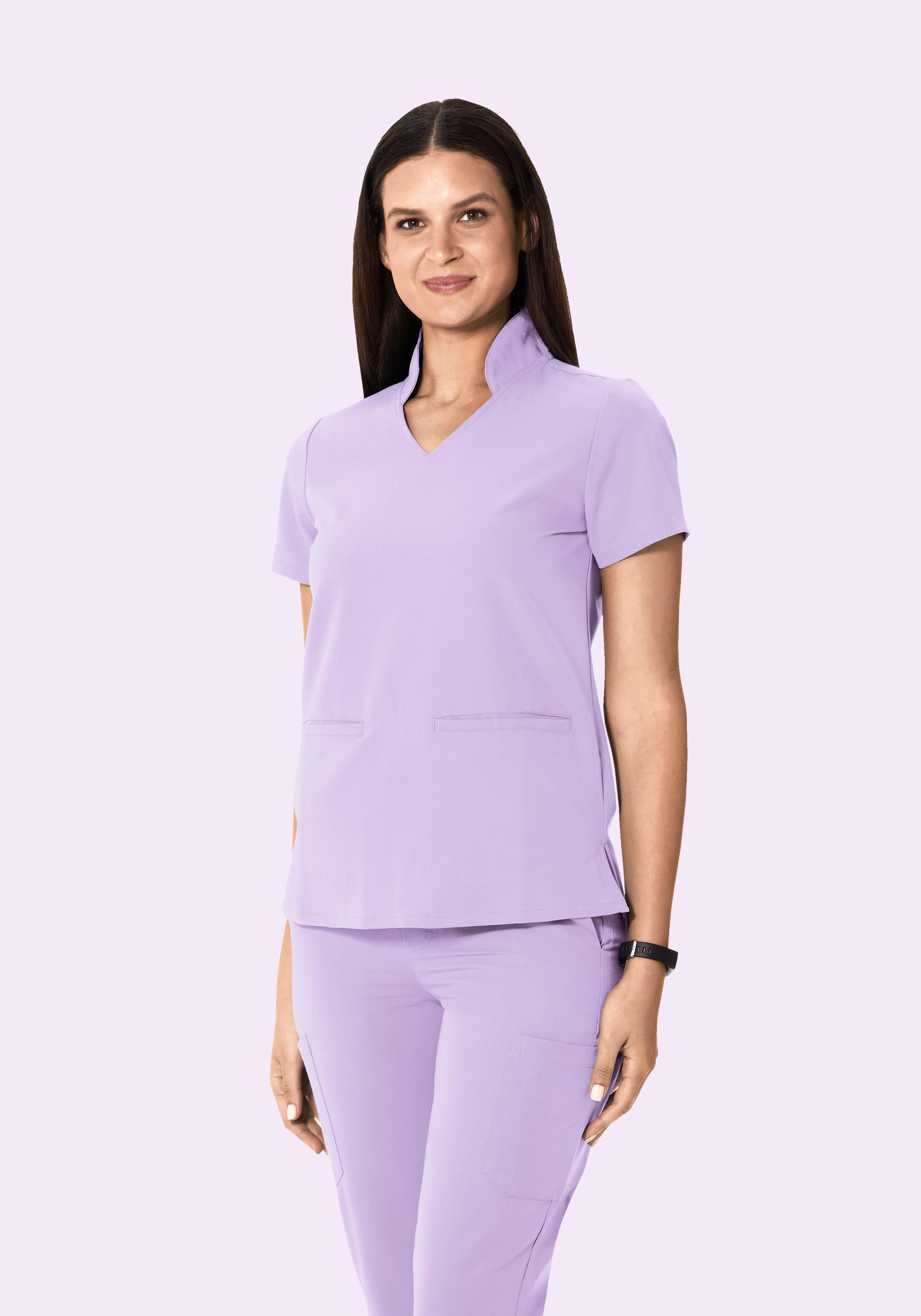 Women's Multi-Wear Collar Scrub Top - Cool Lavender | Mandala Scrubs