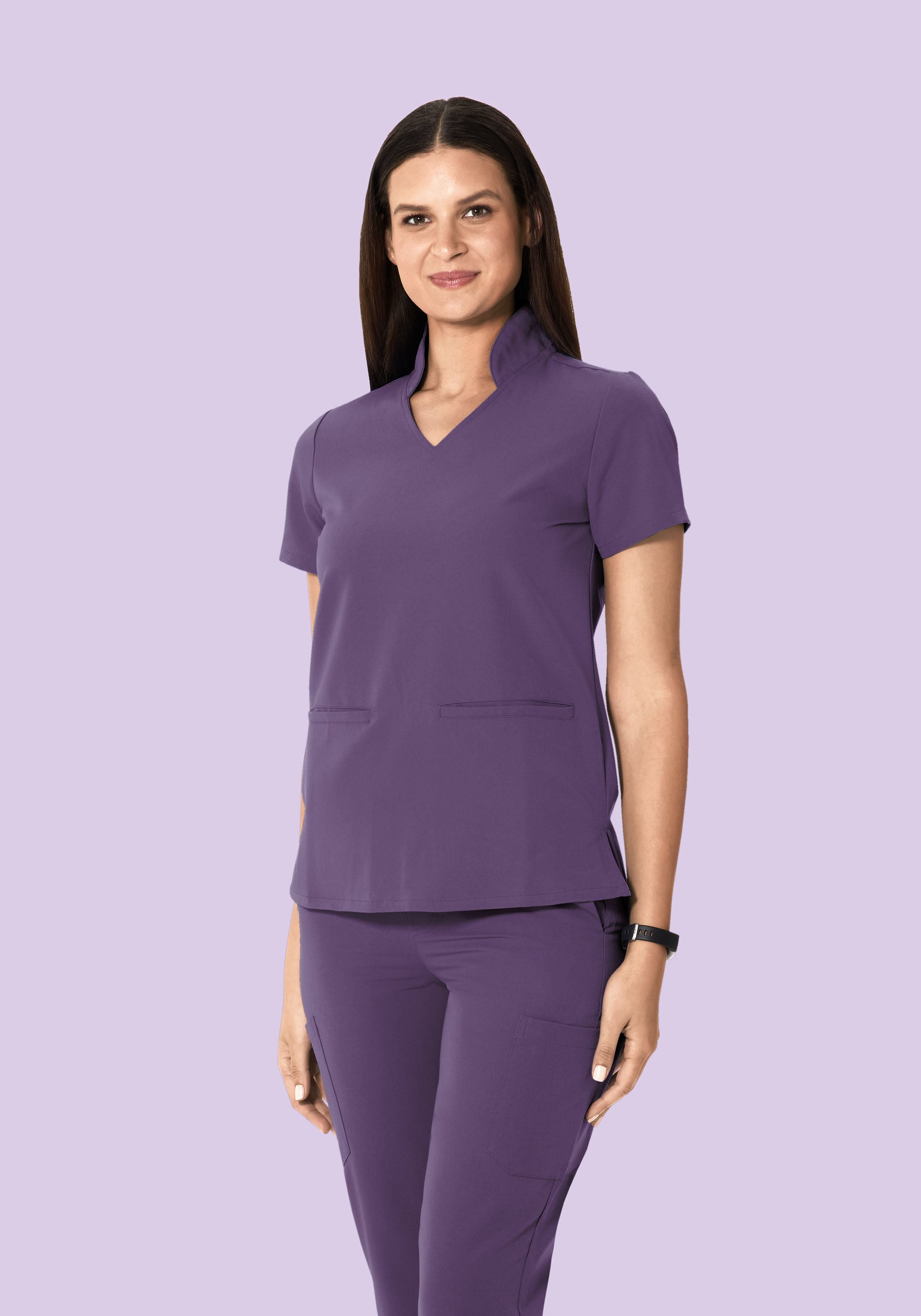 Women's Multi-Wear Collar Scrub Top - Dewberry | Mandala Scrubs