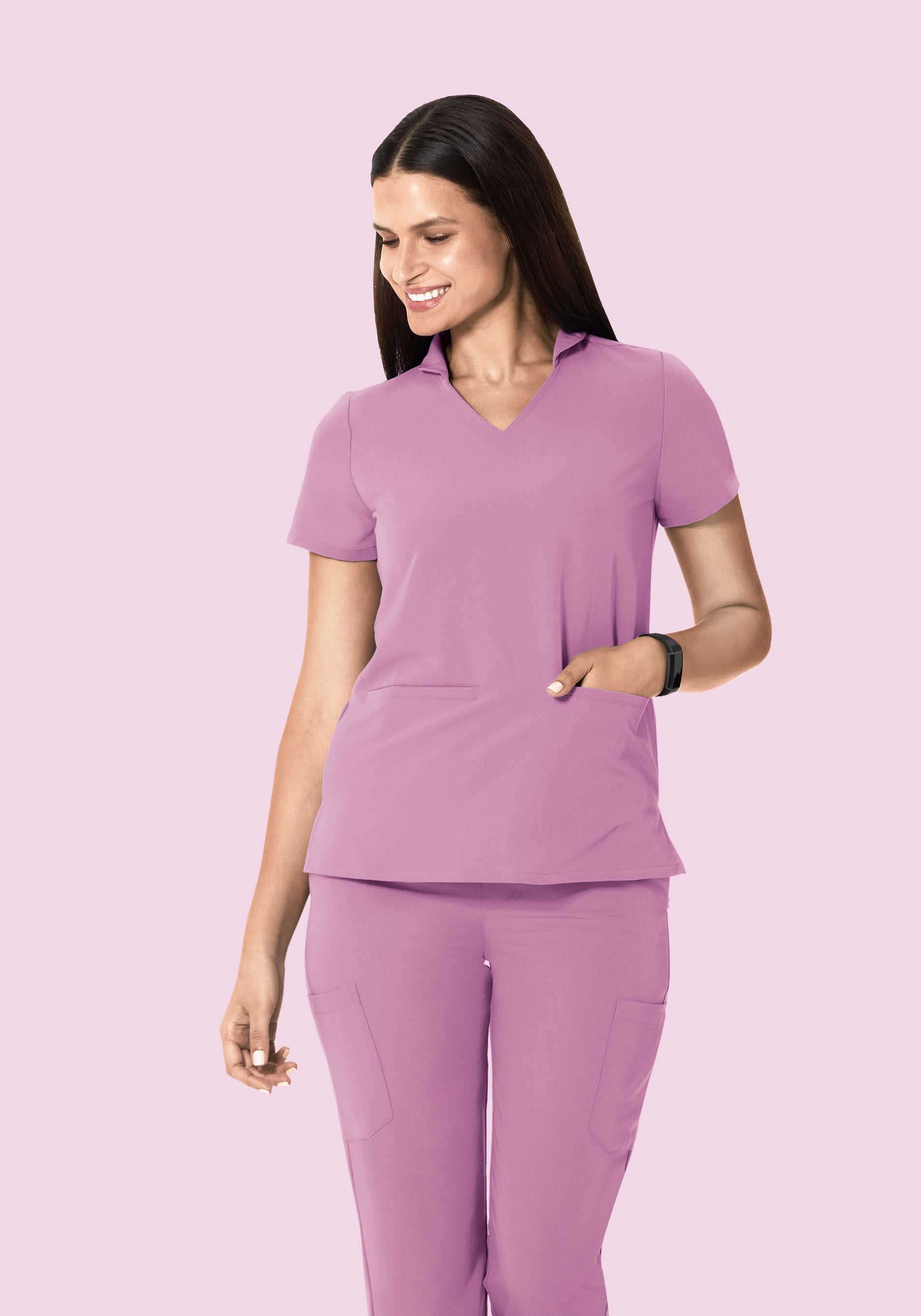 Multi Wear Collar Top Lilac – Mandala Scrubs