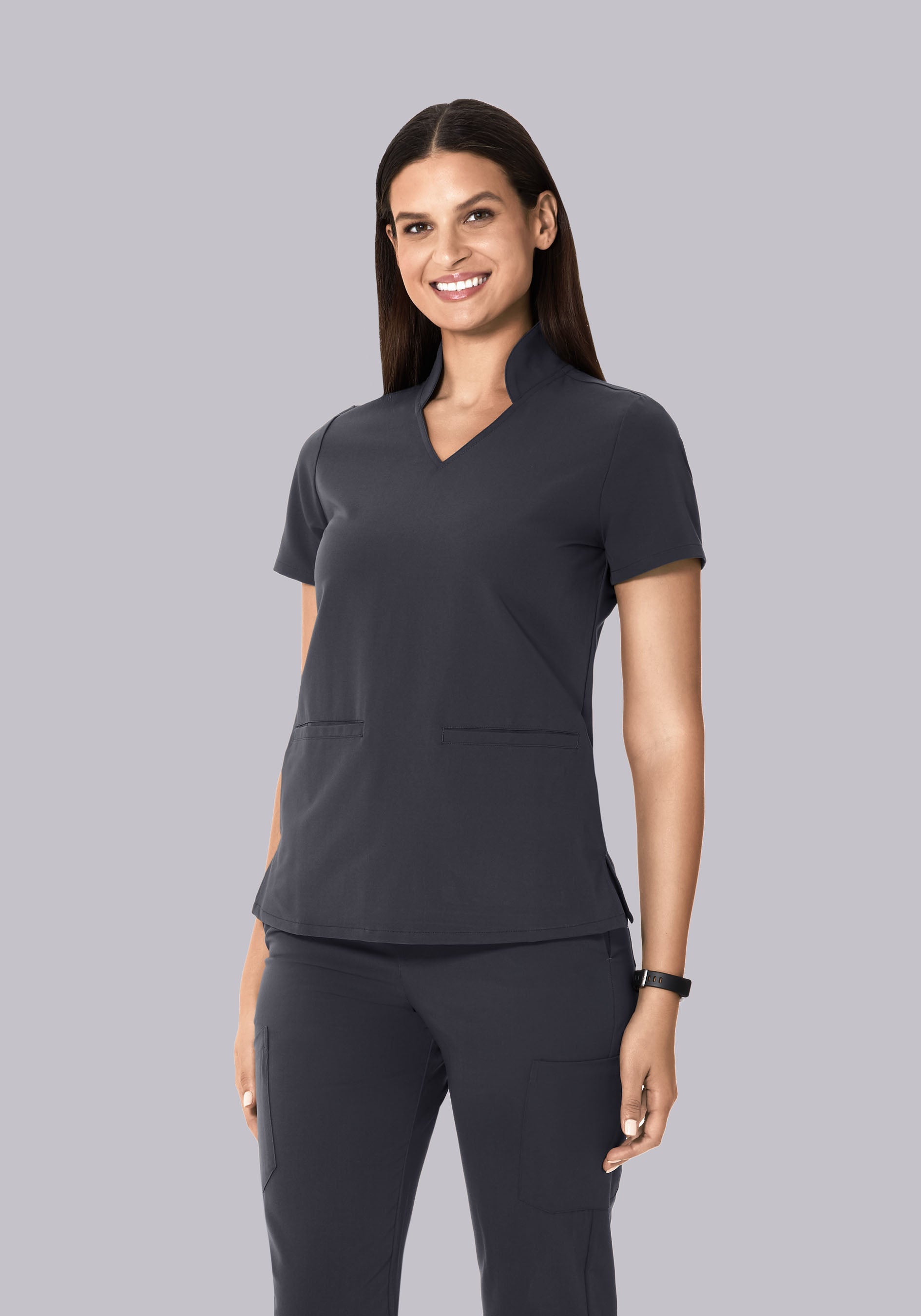 Multi Wear Collar Top Pewter – Mandala Scrubs