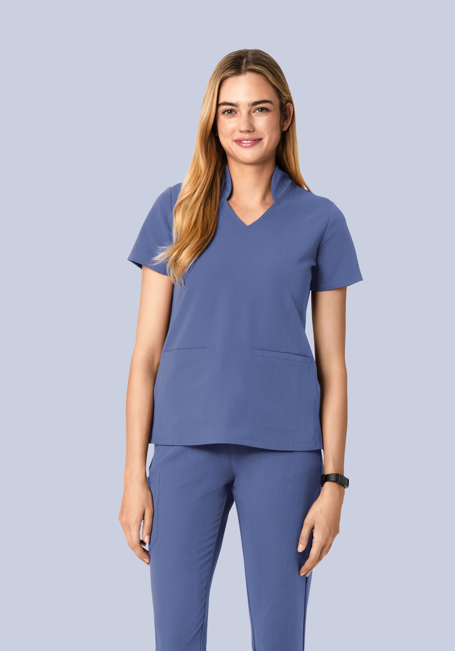 Multi Wear Collar Top Deep Periwinkle – Mandala Scrubs
