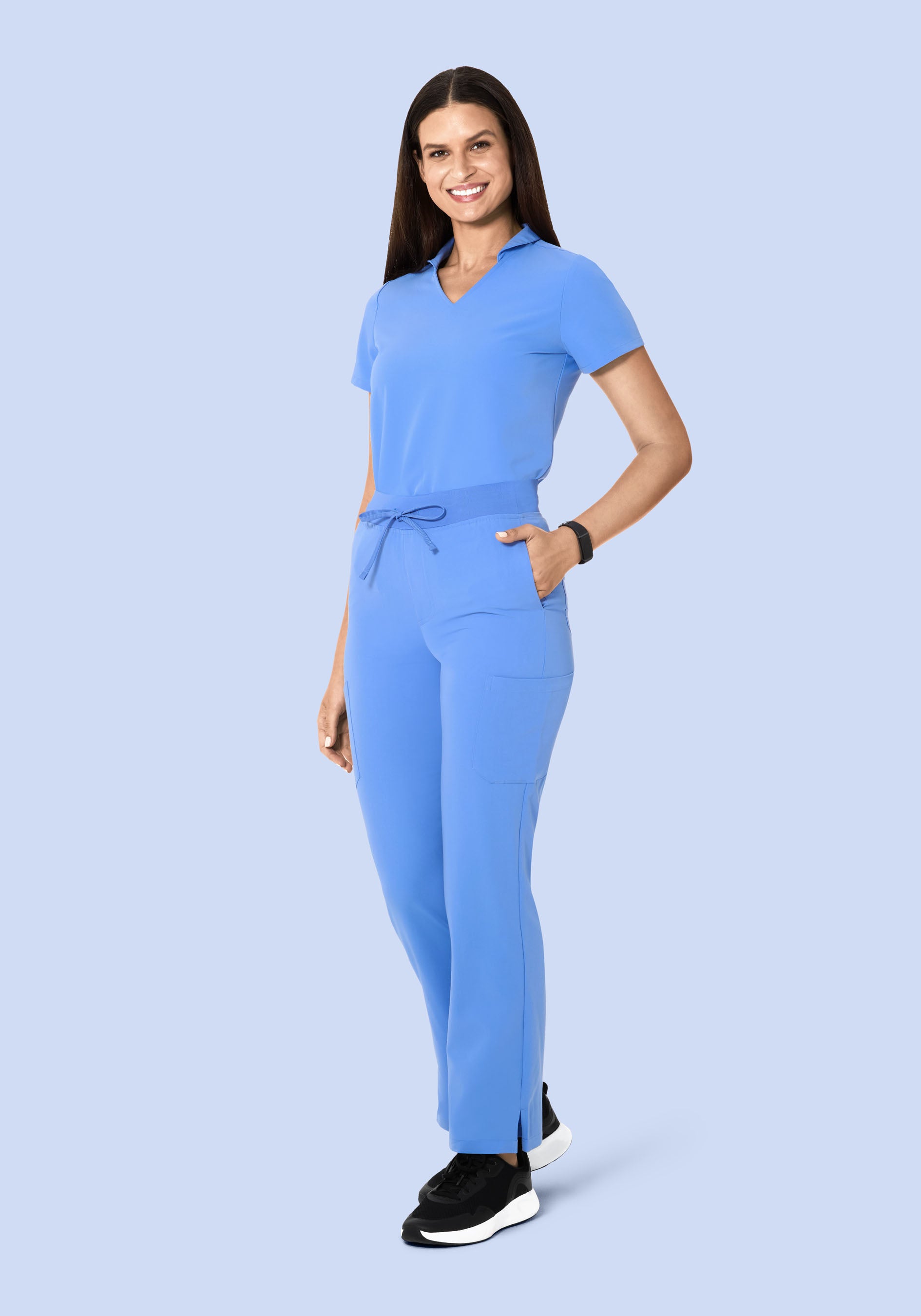 Multi Wear Collar Top Ceil Blue – Mandala Scrubs