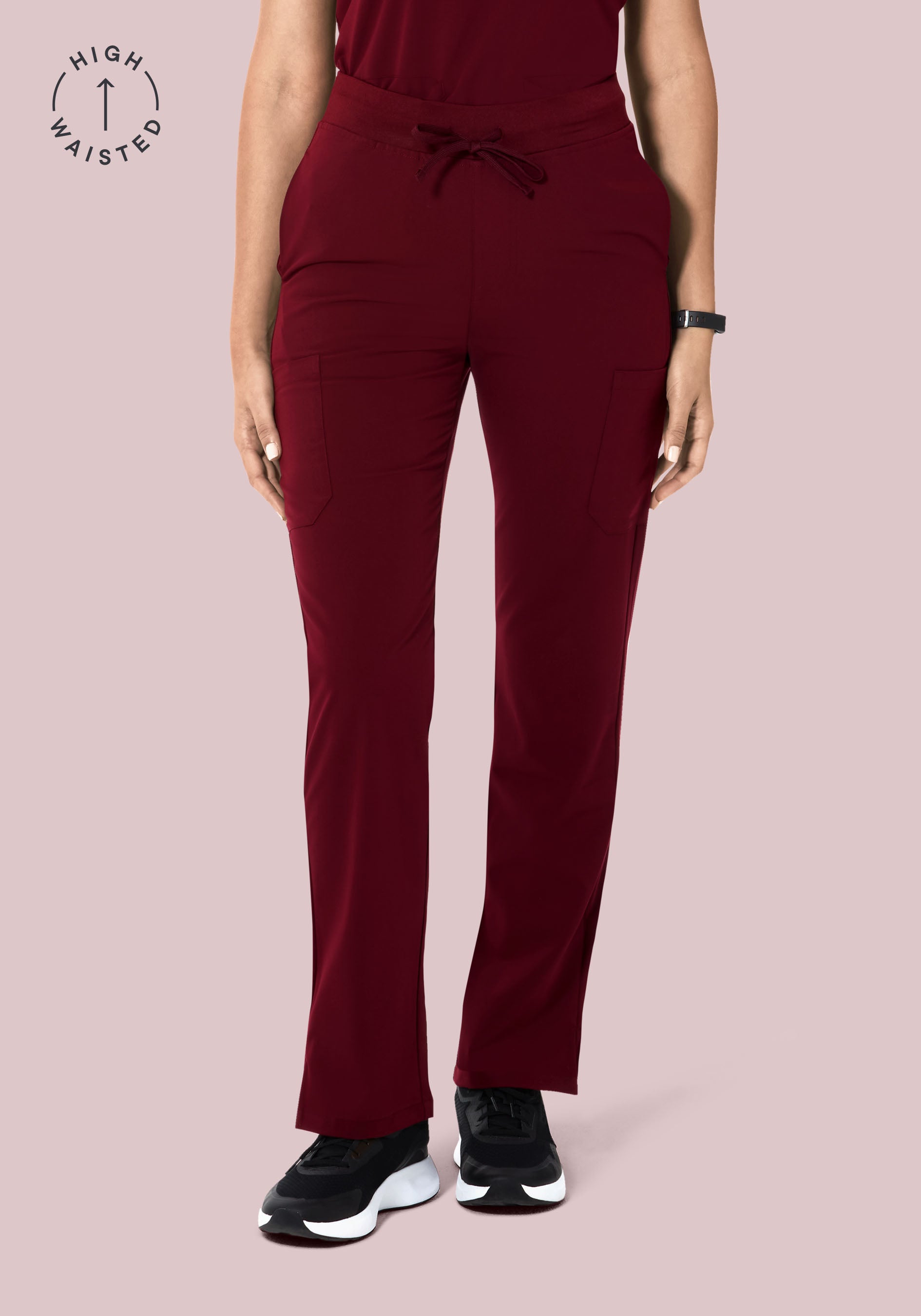 High Waisted Cargos Wine – Mandala Scrubs