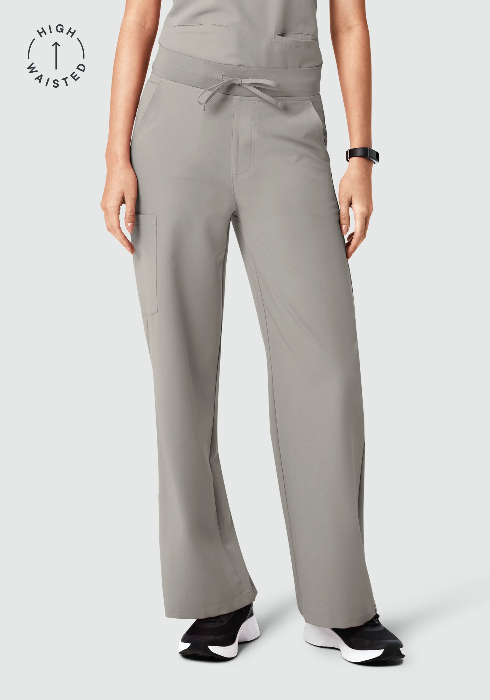 Women's High Waisted Wide Leg Scrub Pants - Flint | Mandala Scrubs