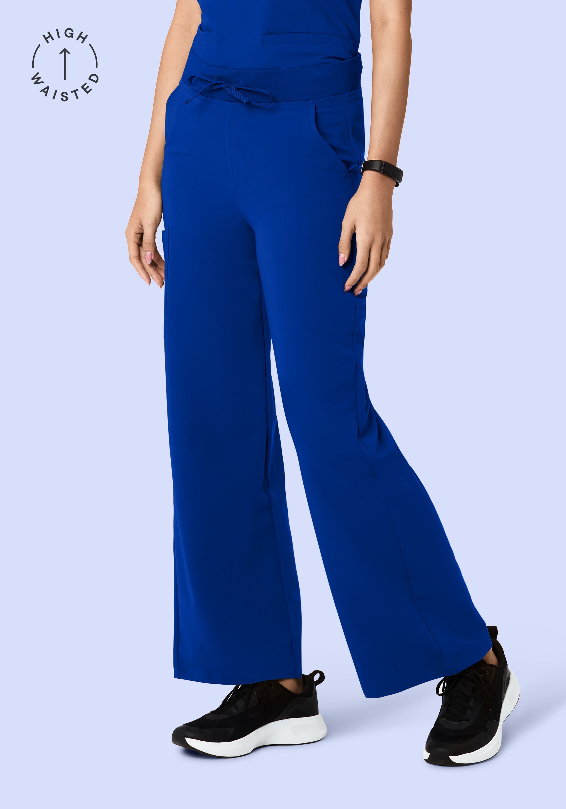 Women's High Waisted Wide Leg Scrub Pants - Galaxy Blue | Mandala Scrubs
