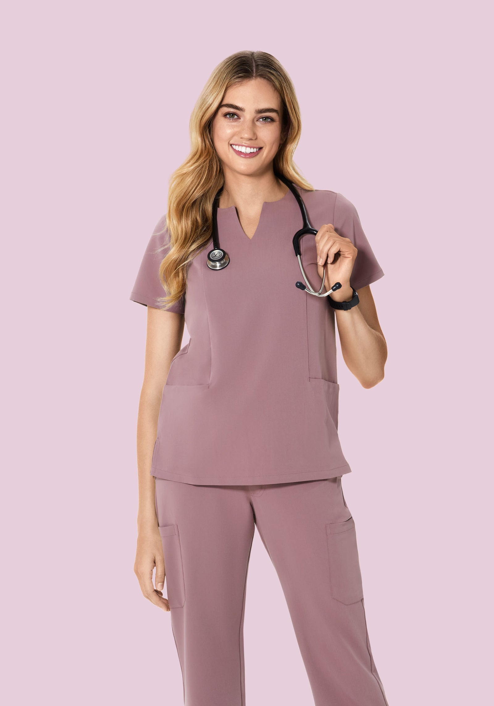 Women's Notch Neck Scrub Top - Dusk | Mandala Scrubs