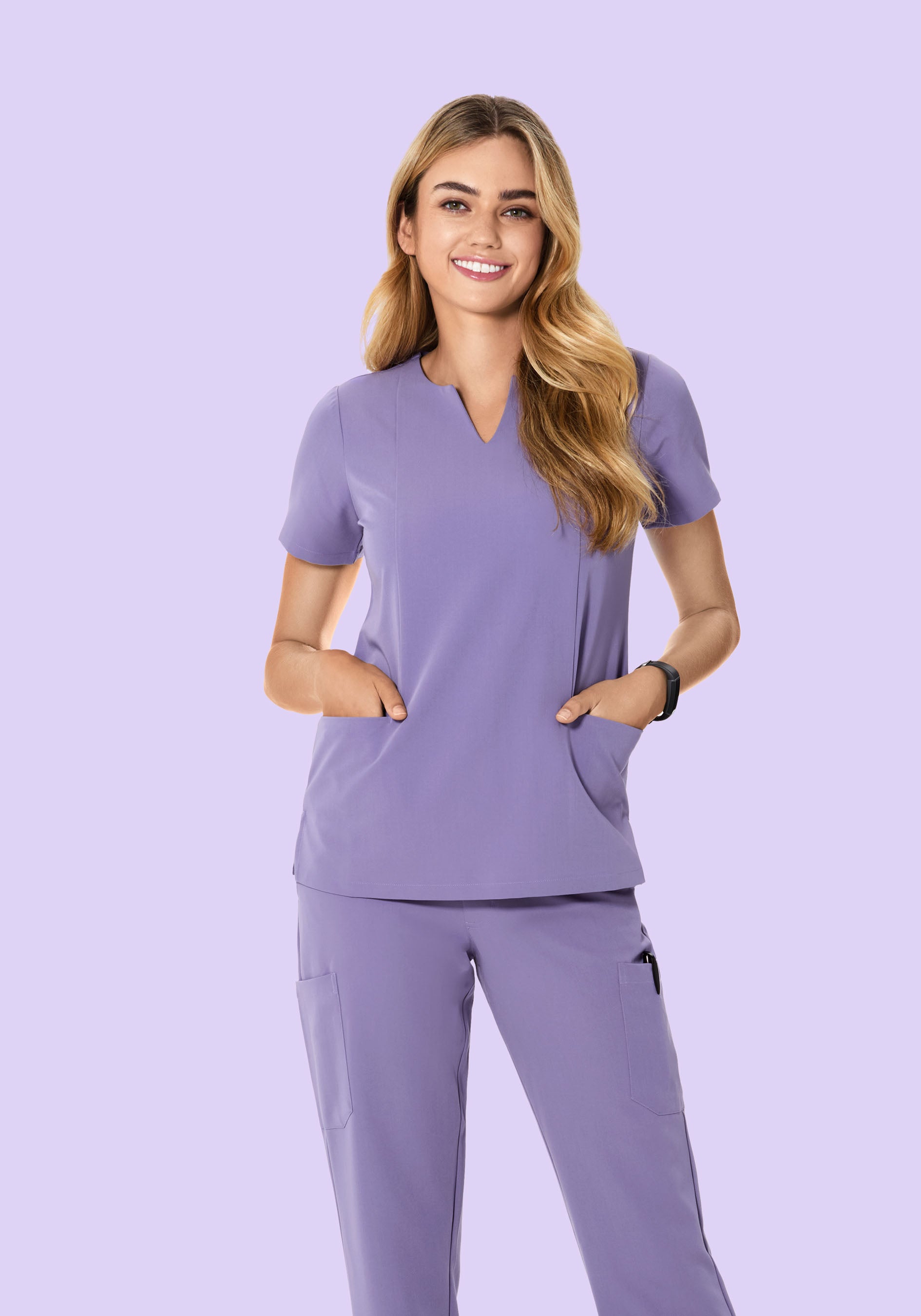 Women's Notch Neck Scrub Top - Hyacinth | Mandala Scrubs