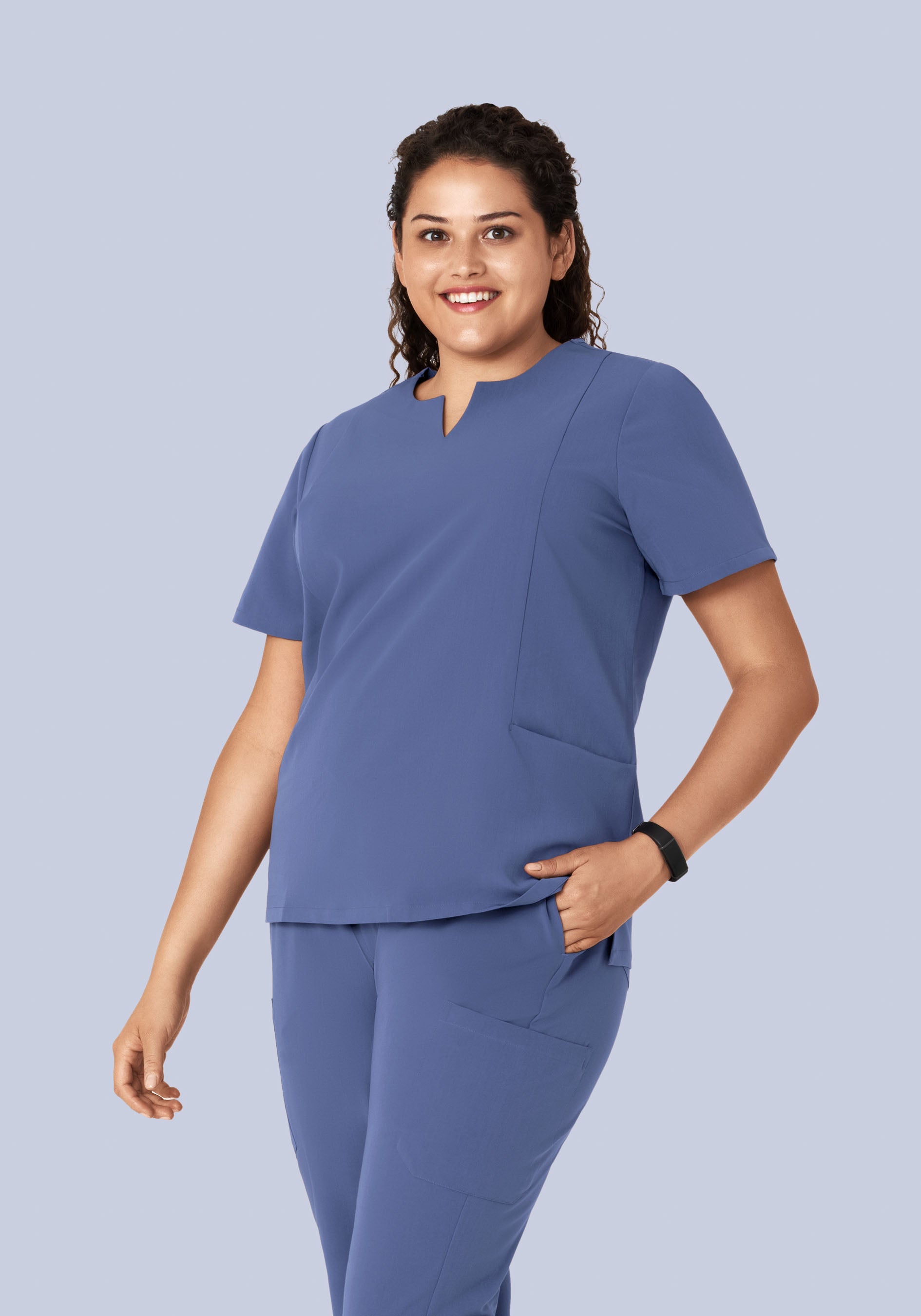 5 Pocket Notch Neck Top Deep Periwinkle – Mandala Scrubs