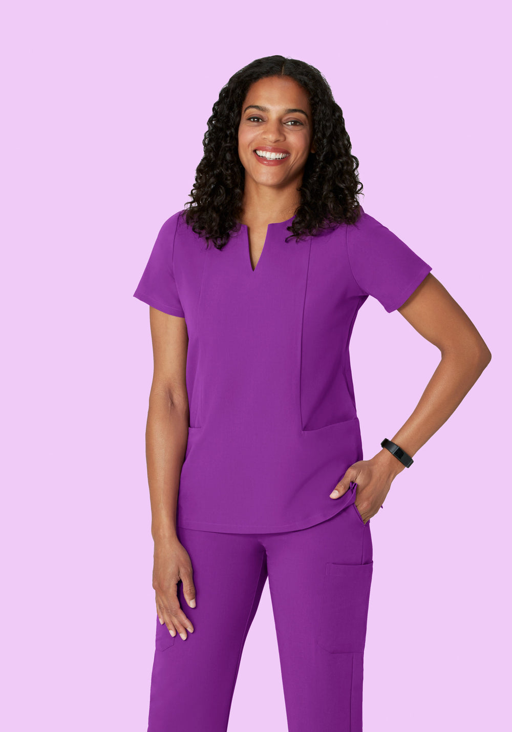 Women's Notch Neck Scrub Top - Cyber Grape | Mandala Scrubs