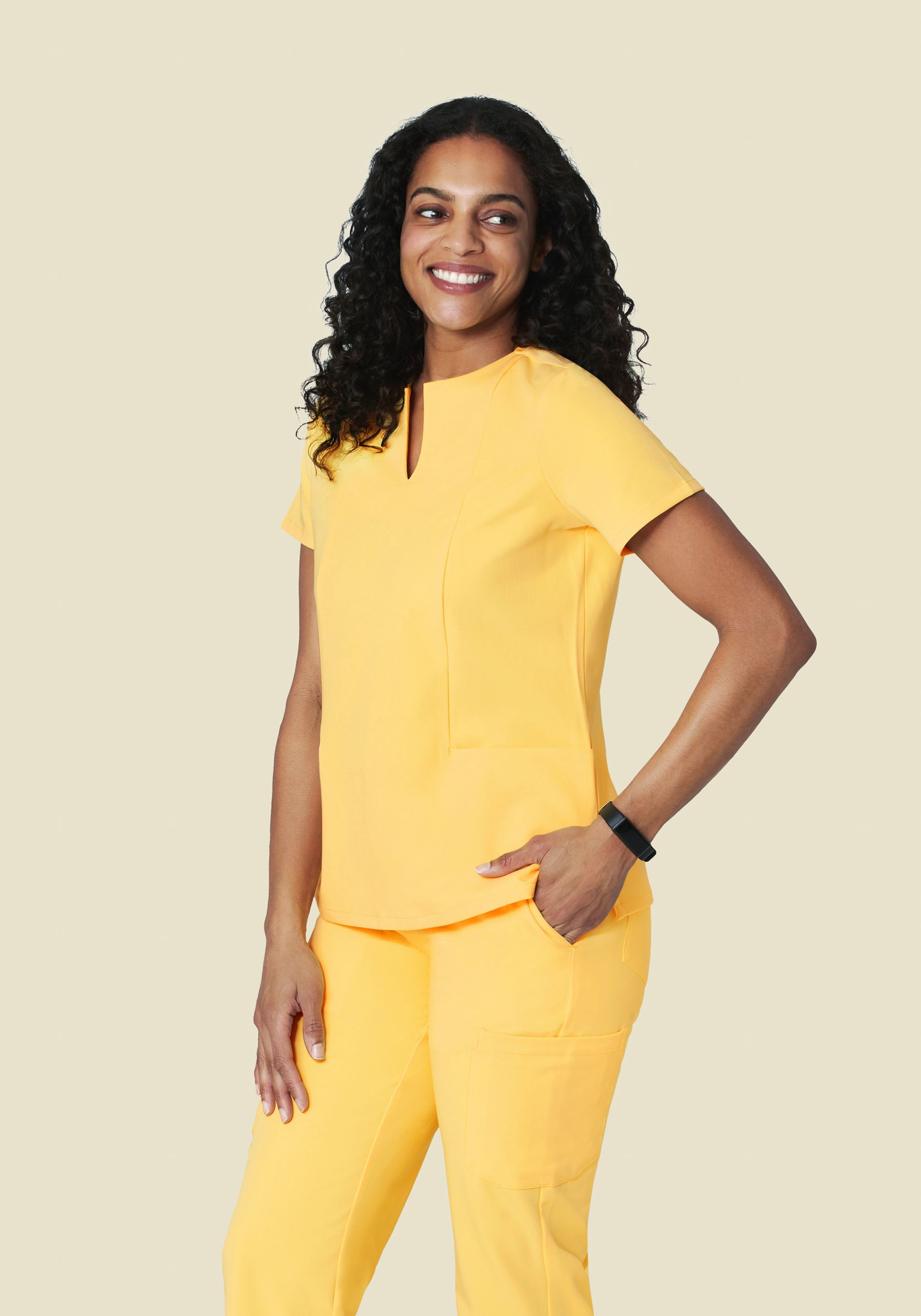 Women's Notch Neck Scrub Top - Lemonade | Mandala Scrubs
