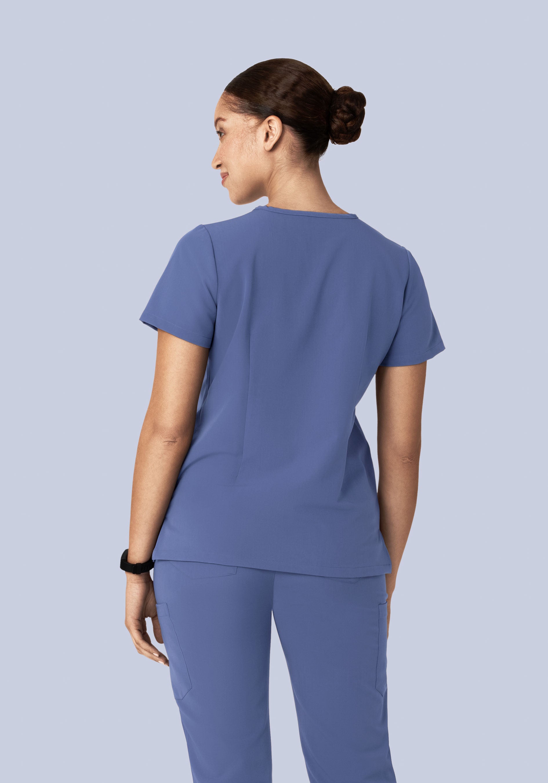 5 Pocket Notch Neck Top Deep Periwinkle – Mandala Scrubs