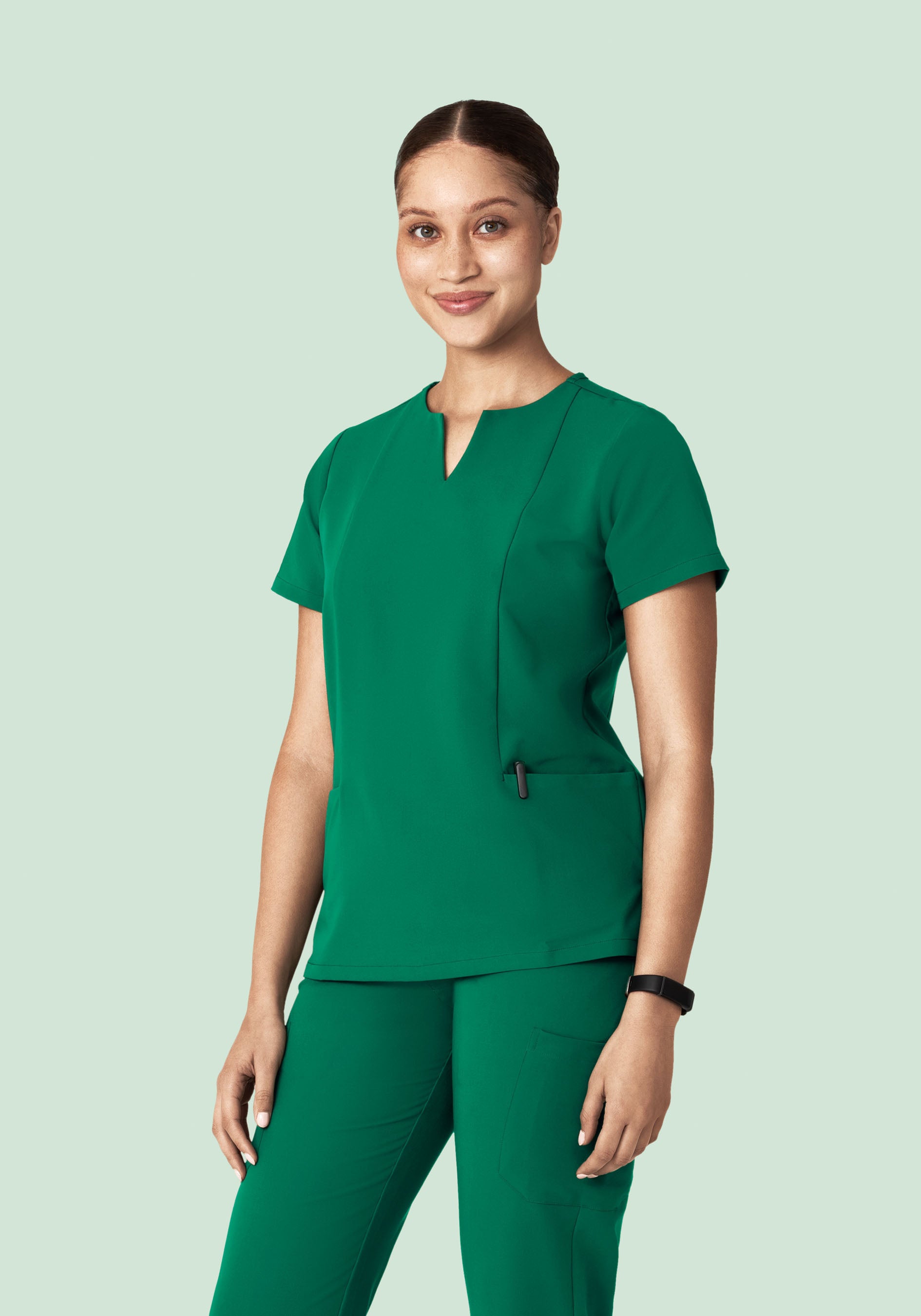 Women's Notch Neck Scrub Top - Envy Green | Mandala Scrubs
