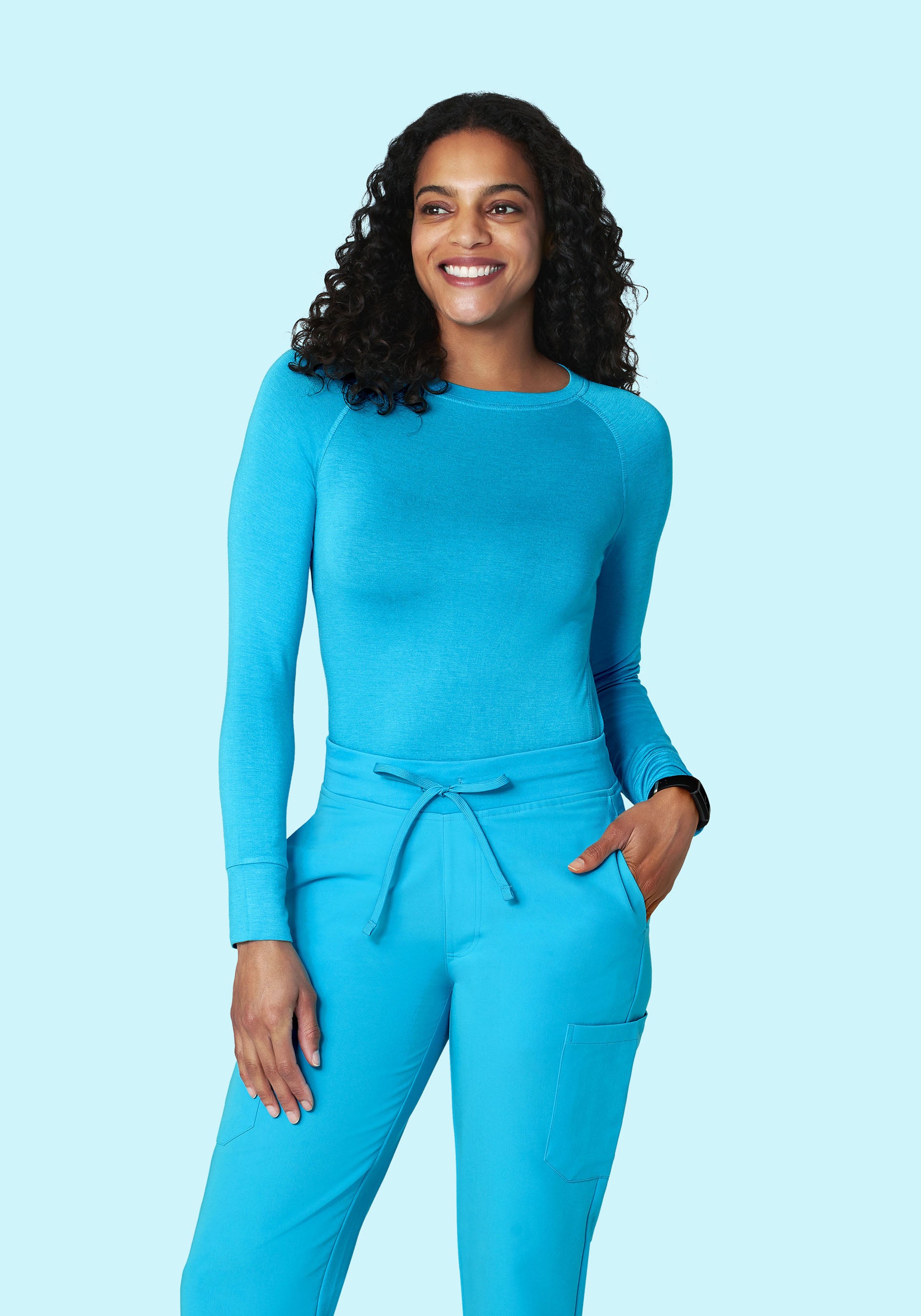 Women's Underscrub Base Layer Scrub Top - Pacific Blue | Mandala Scrubs