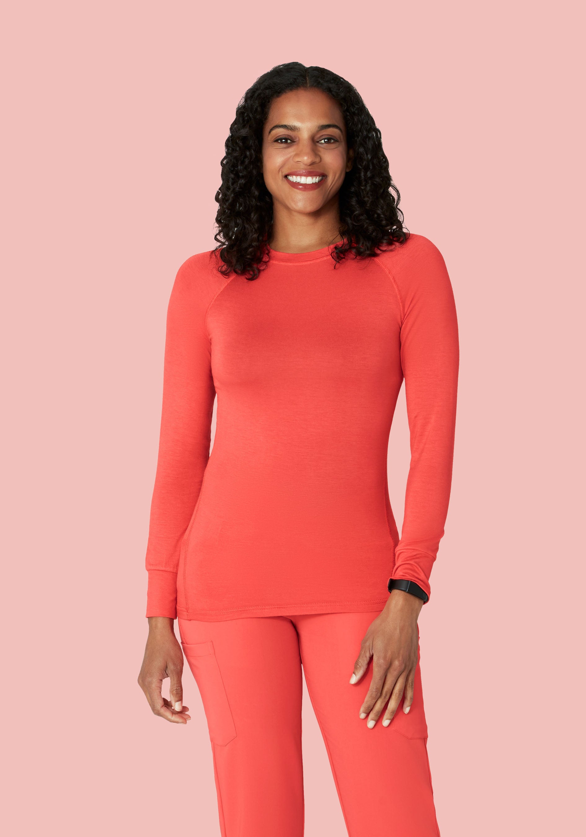 Women's Underscrub Base Layer Scrub Top - Sunkissed Coral | Mandala Scrubs
