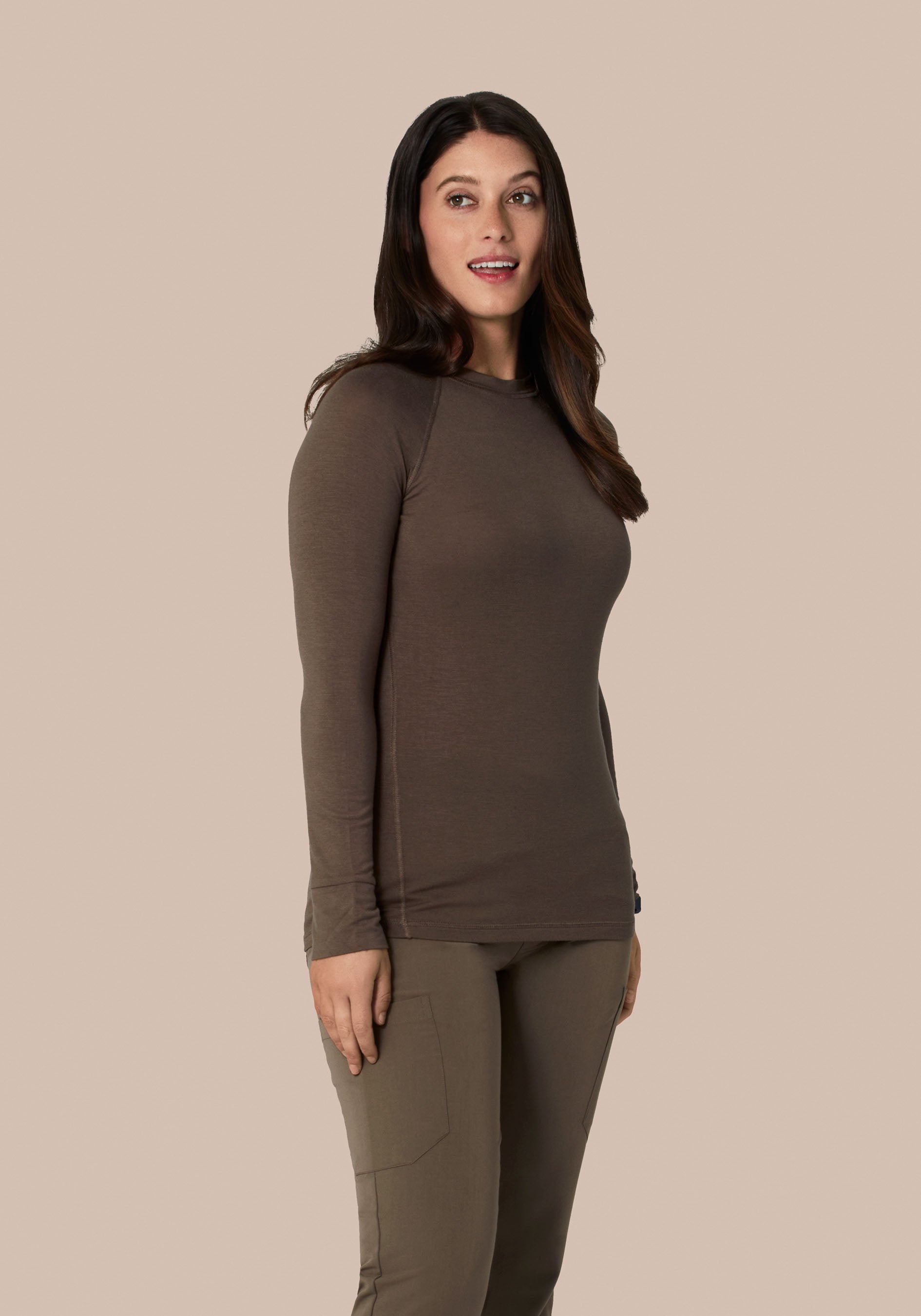 Women's Underscrub Base Layer Scrub Top - Truffle | Mandala Scrubs