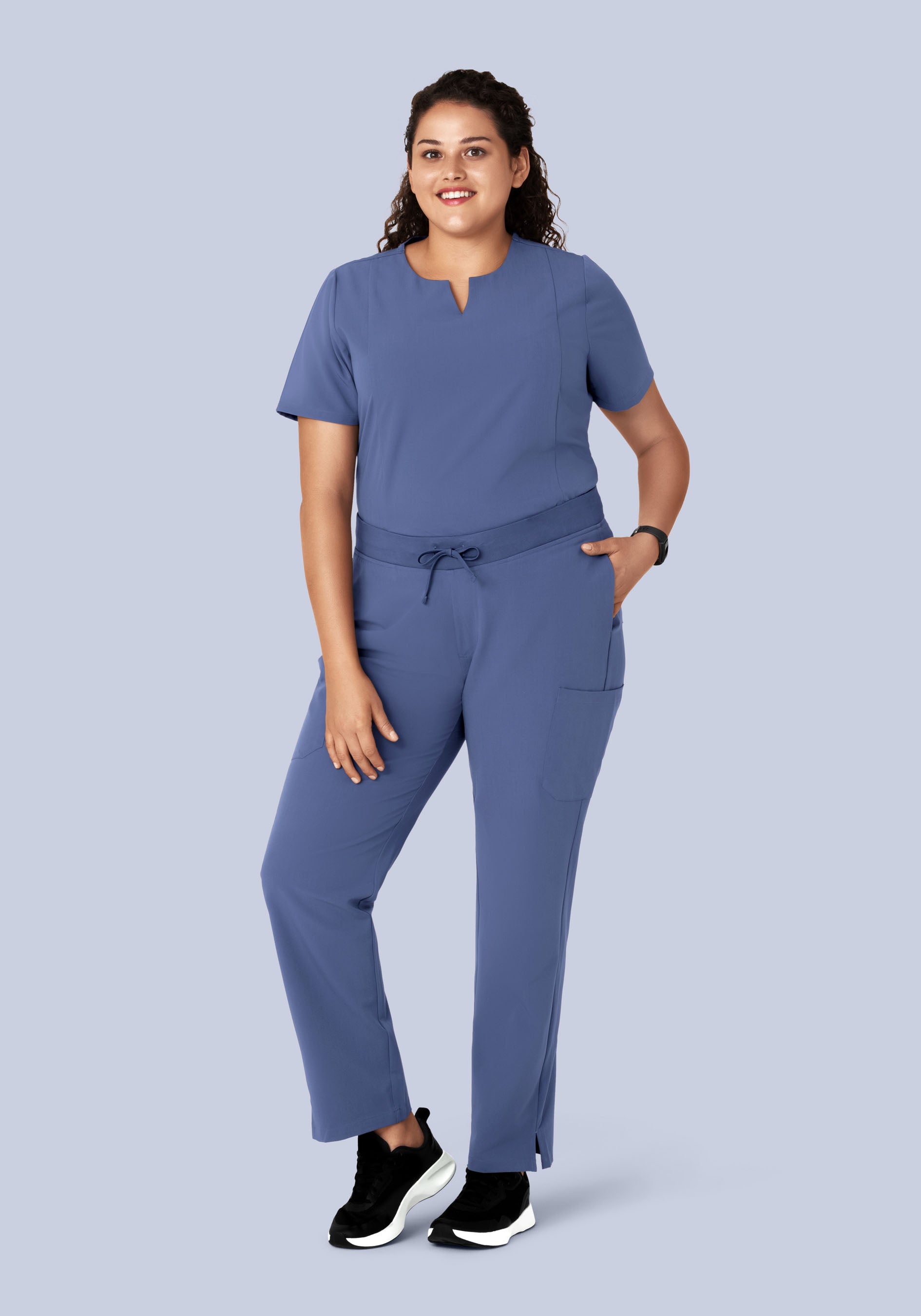 5 Pocket Notch Neck Top Deep Periwinkle – Mandala Scrubs