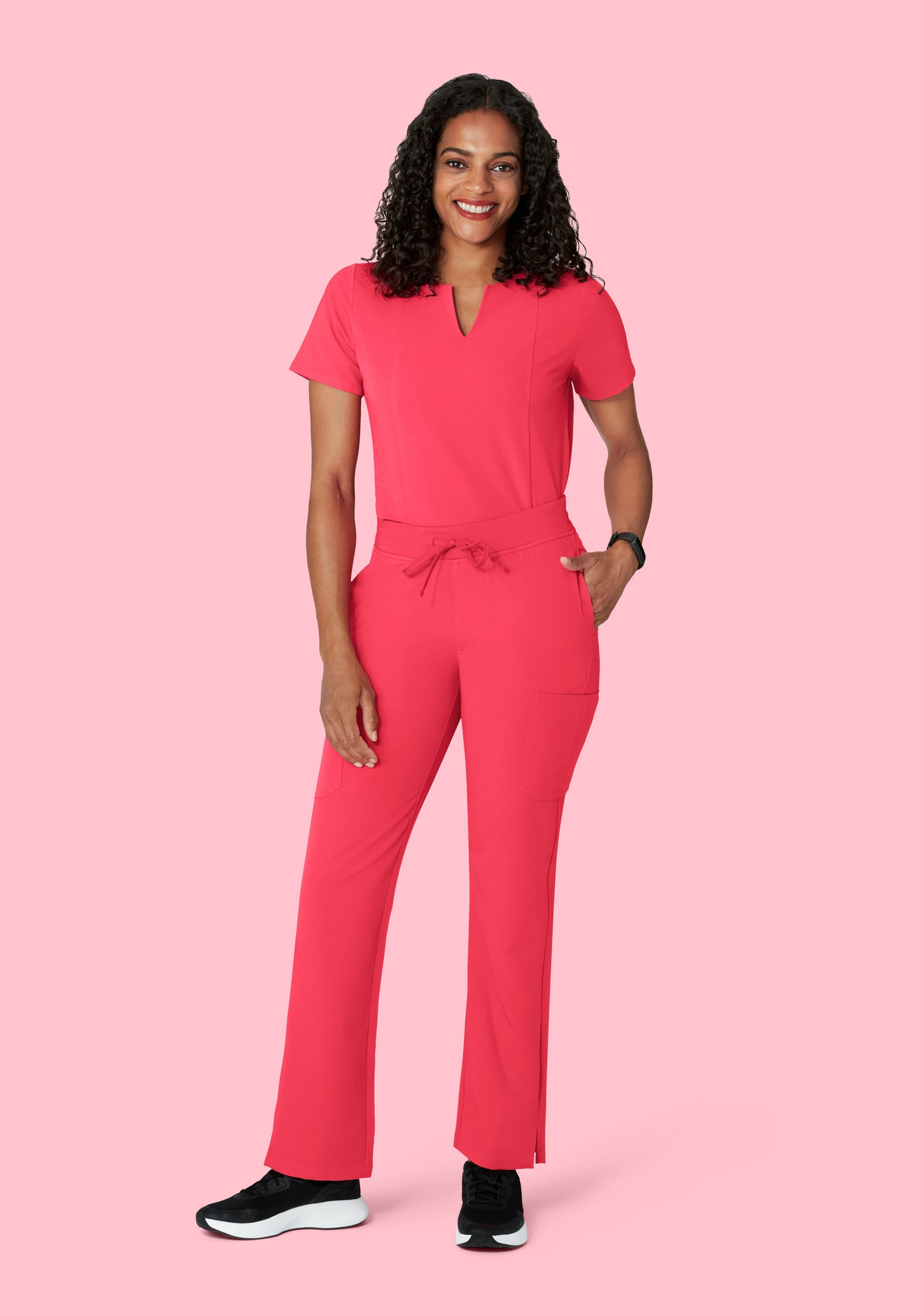 Women's Mid-Rise Straight Leg Cargo Scrub Pants - Paradise Pink ...