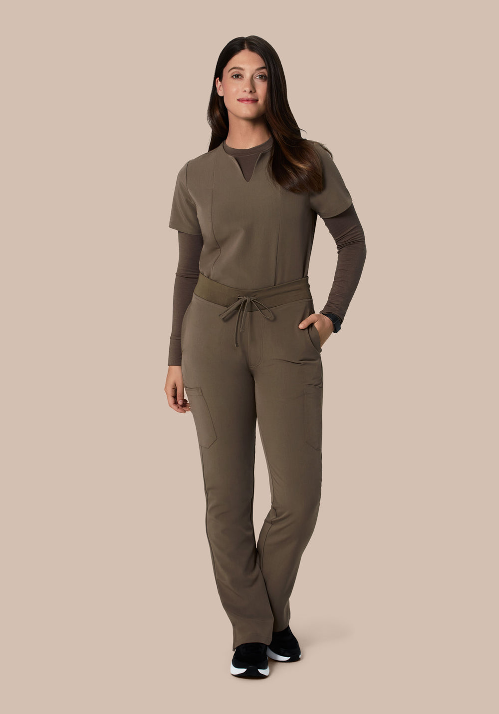Women's Underscrub Base Layer Scrub Top - Truffle | Mandala Scrubs