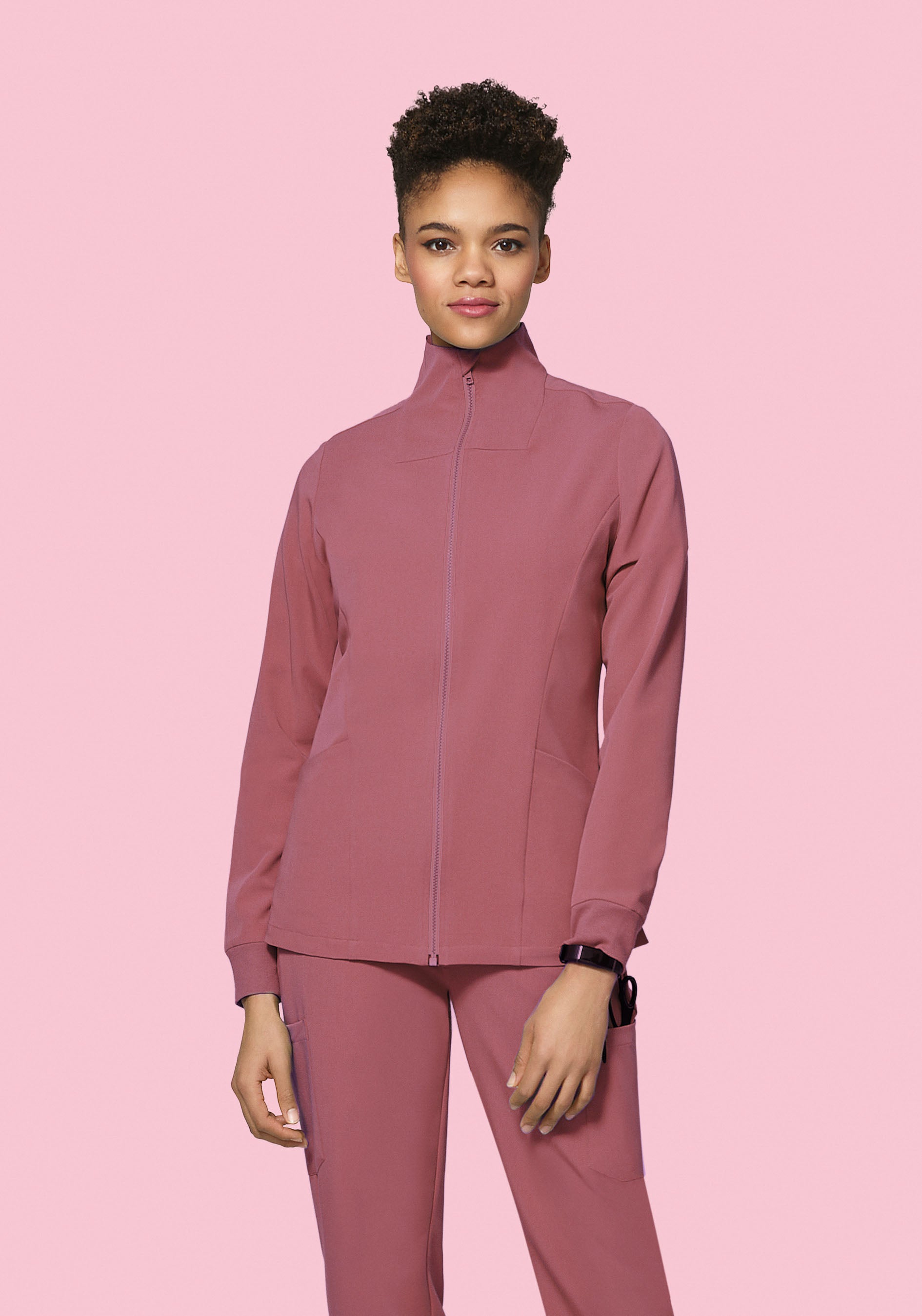 Women's Modern Scrub Jacket Mauve – Mandala Scrubs