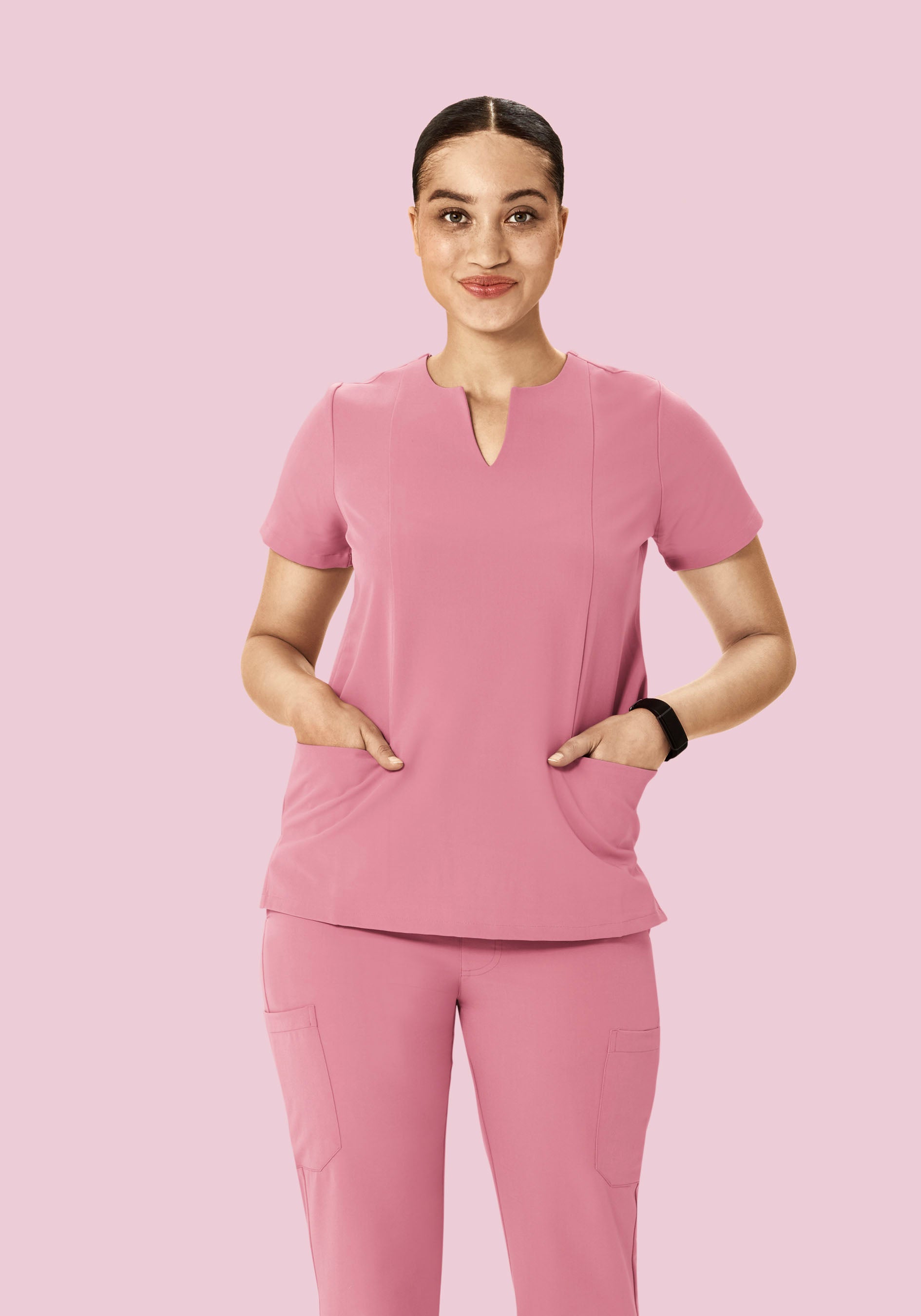 Women's Notch Neck Scrub Top - Rosé | Mandala Scrubs