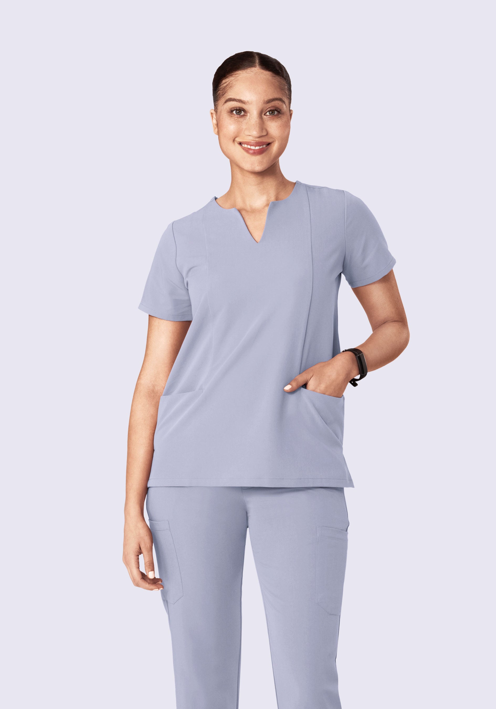 Women's Notch Neck Scrub Top - Wisteria | Mandala Scrubs