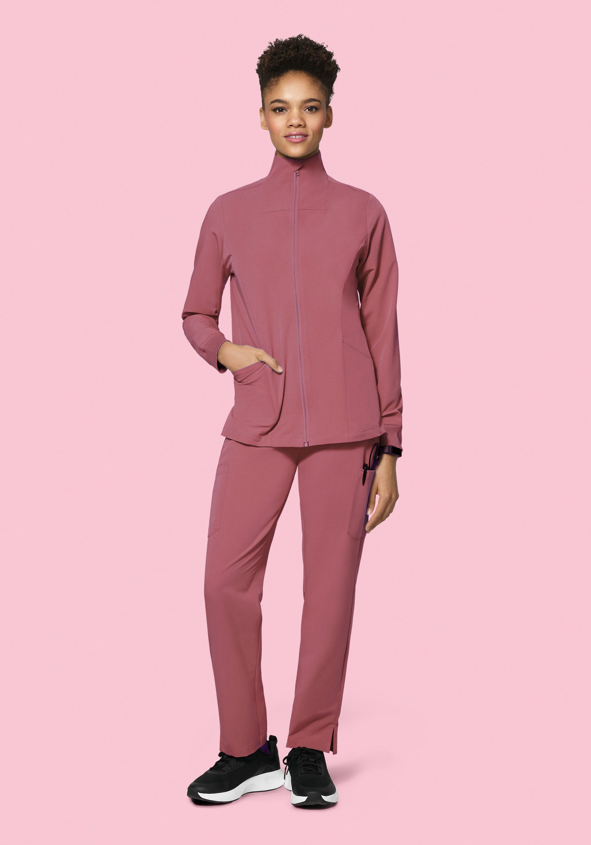 Women's Modern Scrub Jacket Mauve – Mandala Scrubs