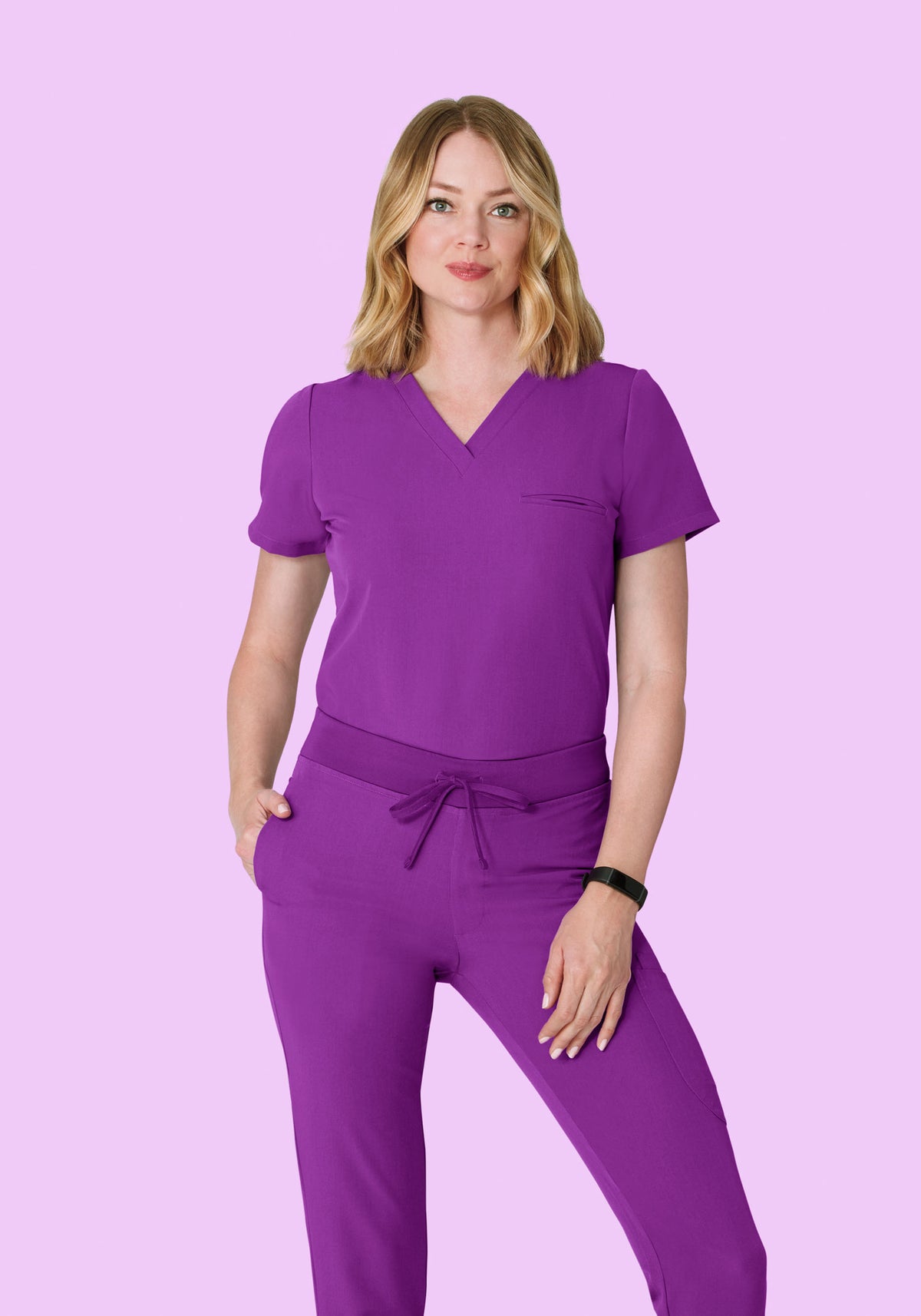 Women's V-Neck 1-Pocket Scrub Top - Cyber Grape | Mandala Scrubs