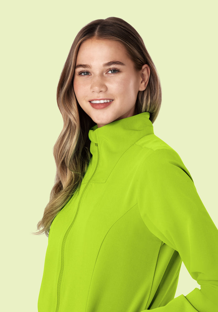Women's Mock Neck Scrub Jacket - Apple Green | Mandala Scrubs