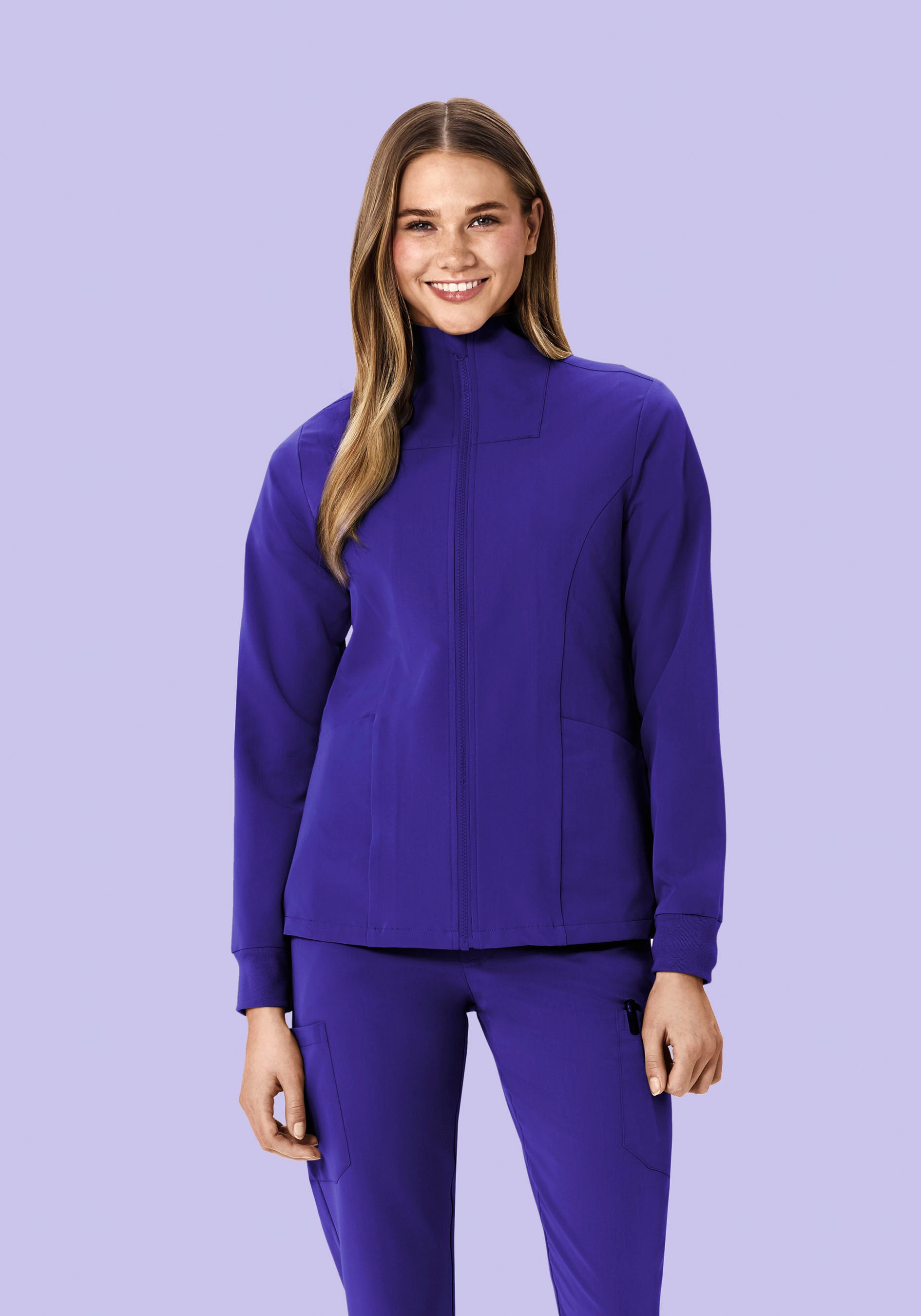 Women's Mock Neck Scrub Jacket - True Grape | Mandala Scrubs
